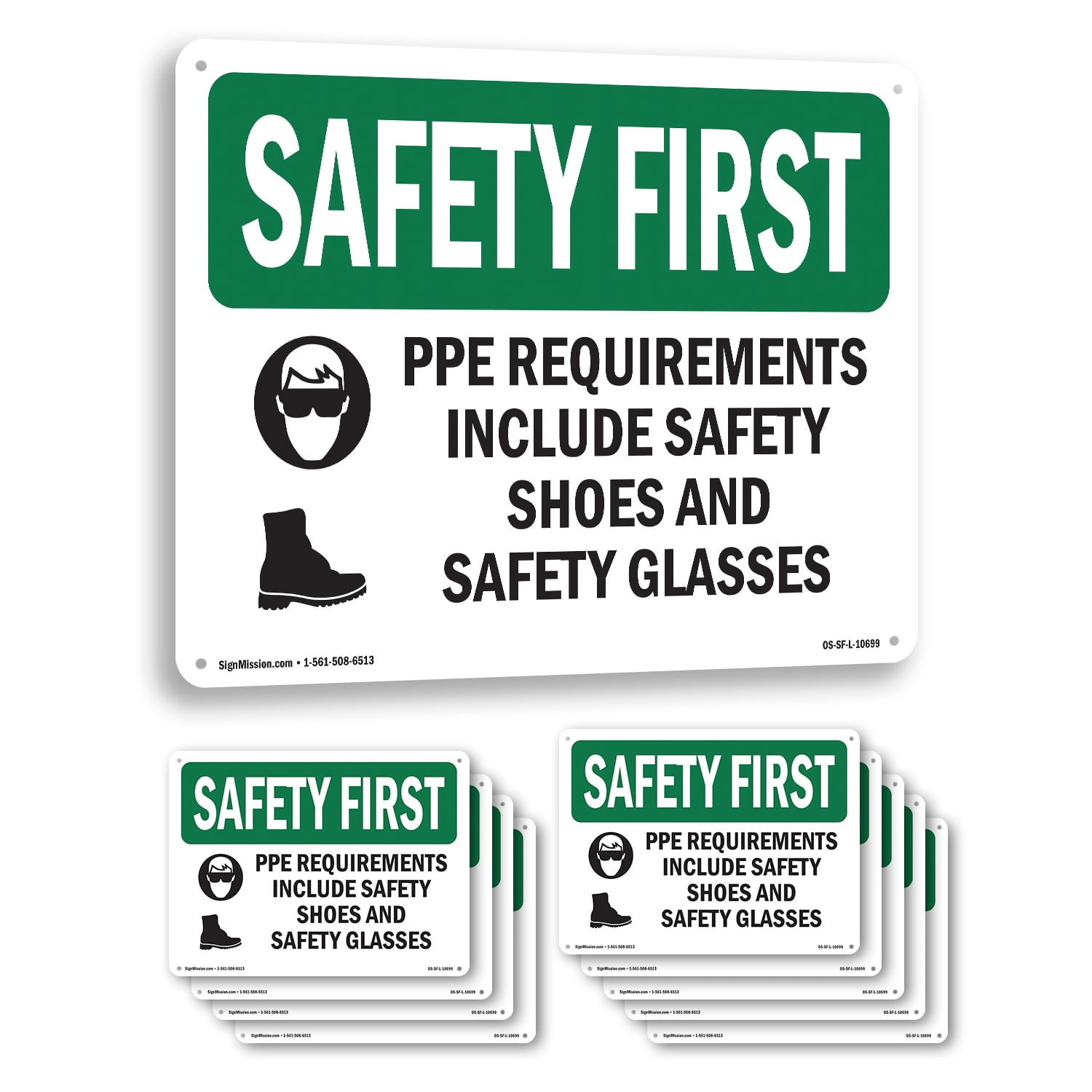 PPE Requirements Include Safety With Symbol OSHA SAFETY FIRST Aluminum ...