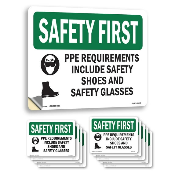 PPE Requirements Include Safety With Symbol OSHA SAFETY FIRST Vinyl ...