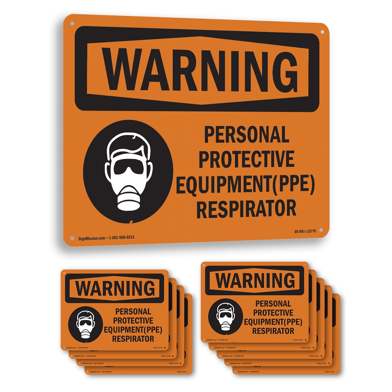 PPE Respirator OSHA WARNING Rigid Plastic Sign 24 Inch x 18 Inch - 10 ...