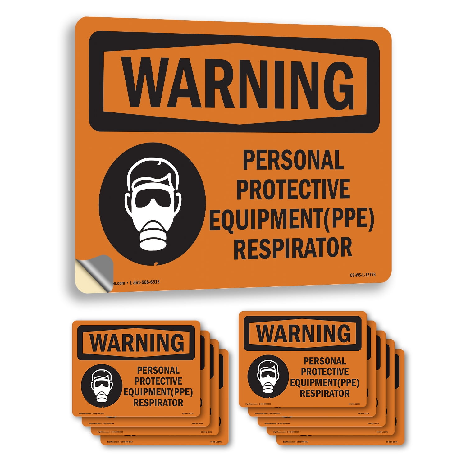PPE Respirator OSHA WARNING Vinyl Decal Label 18 Inch x 12 Inch - 10 ...