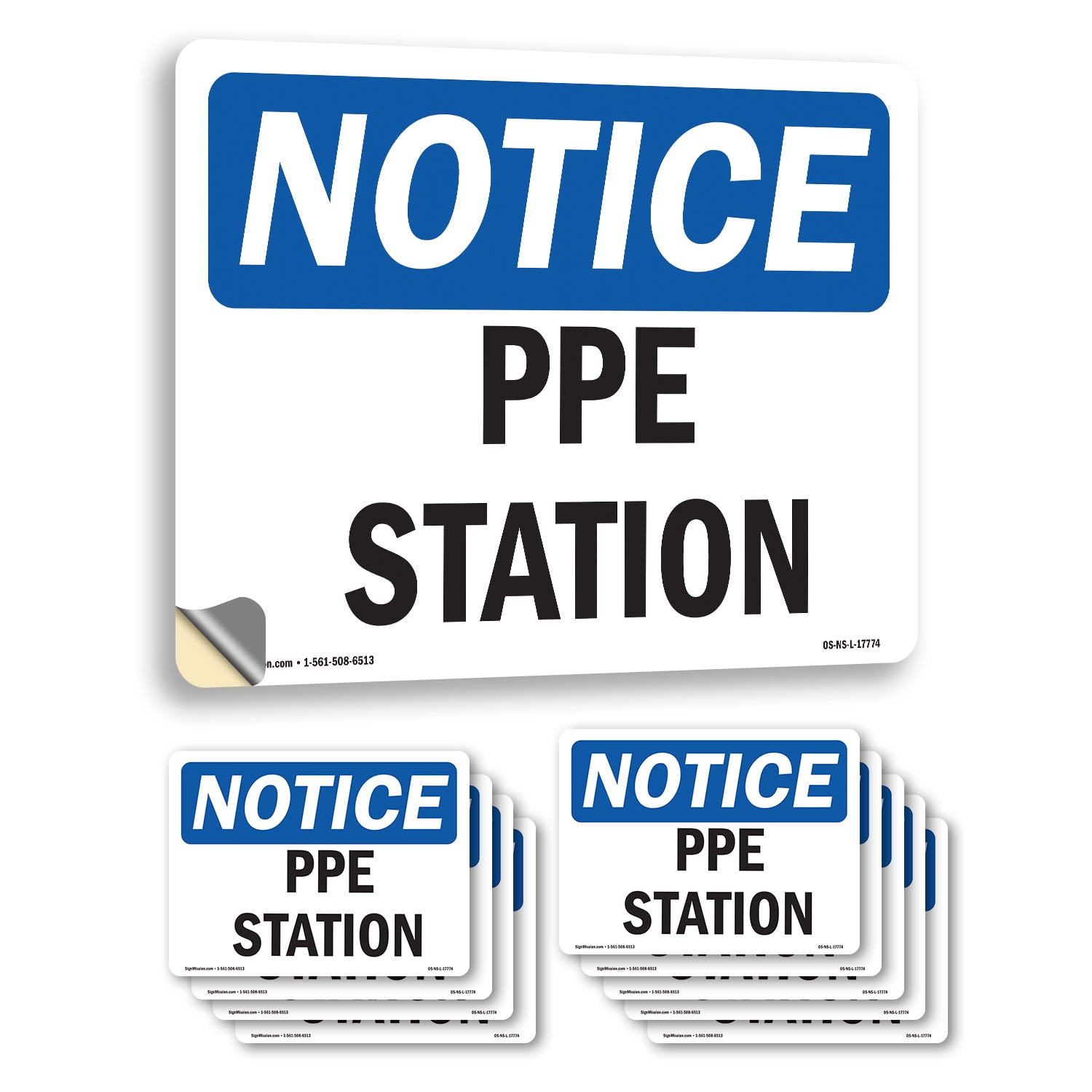 PPE Station OSHA Notice Vinyl Decal Label 18 Inch x 12 Inch - 10 Pack ...