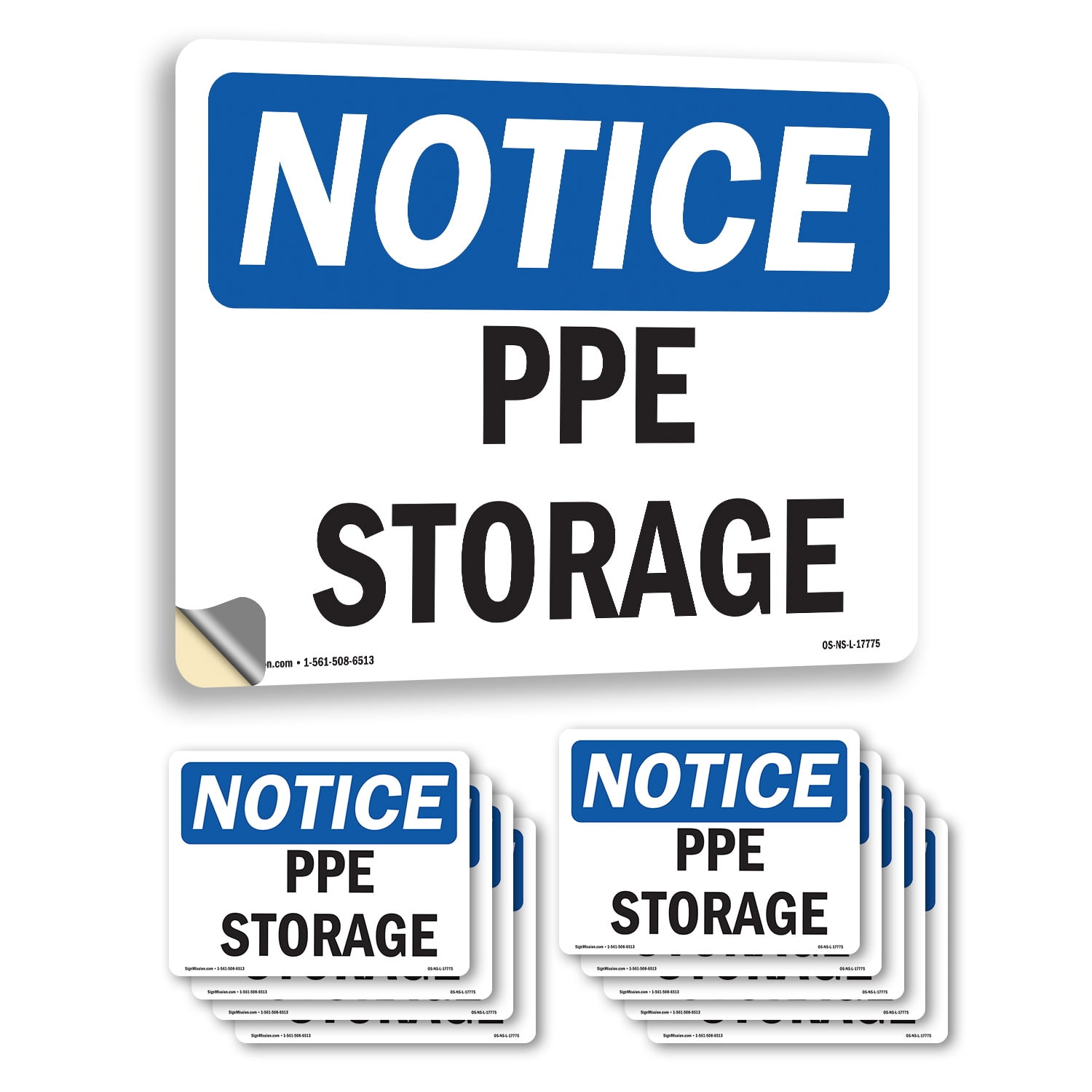 PPE Storage OSHA Notice Vinyl Decal Label 24 Inch x 18 Inch - 10 Pack ...