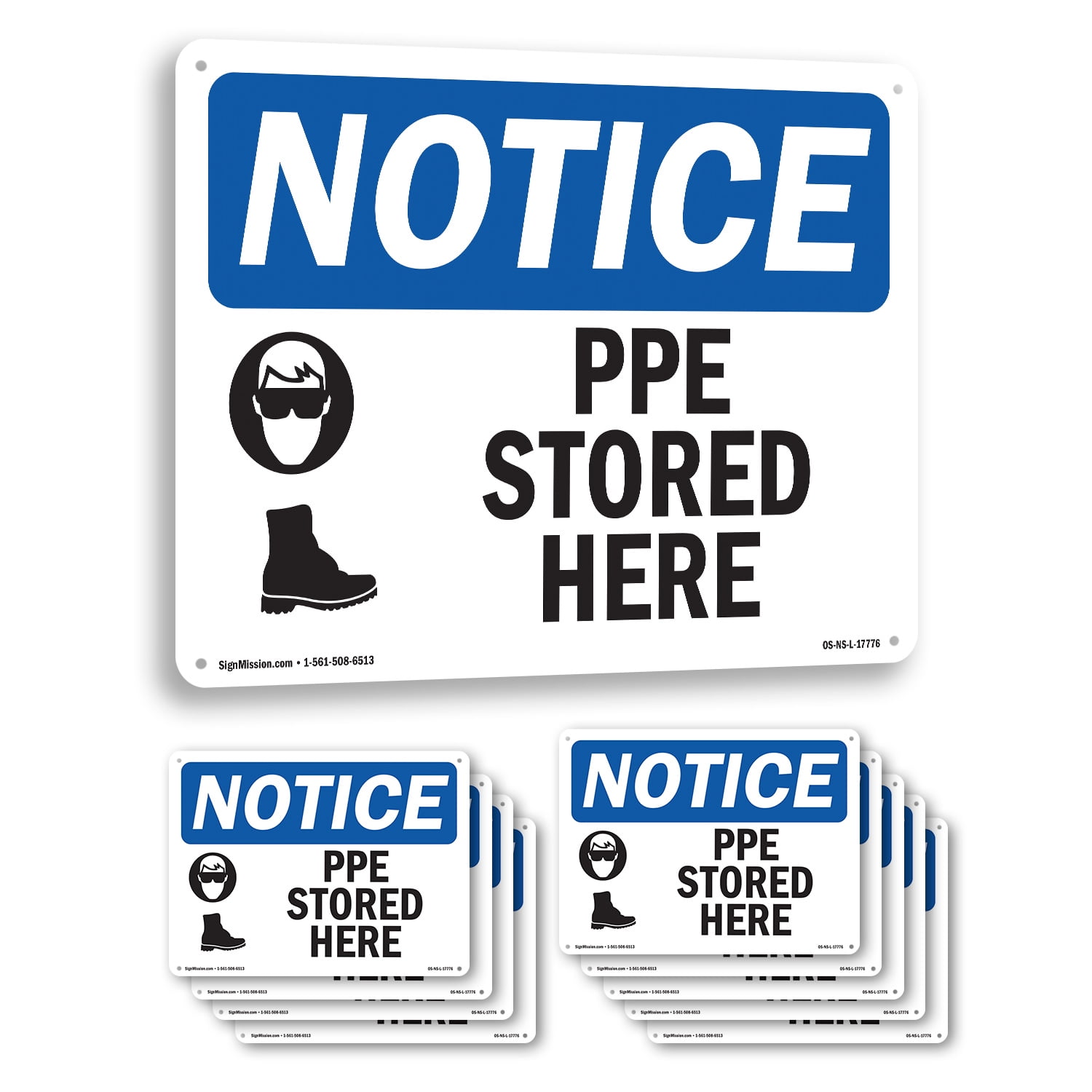 PPE Stored Here OSHA Notice Aluminum Sign 24 Inch x 18 Inch - 10 Pack ...