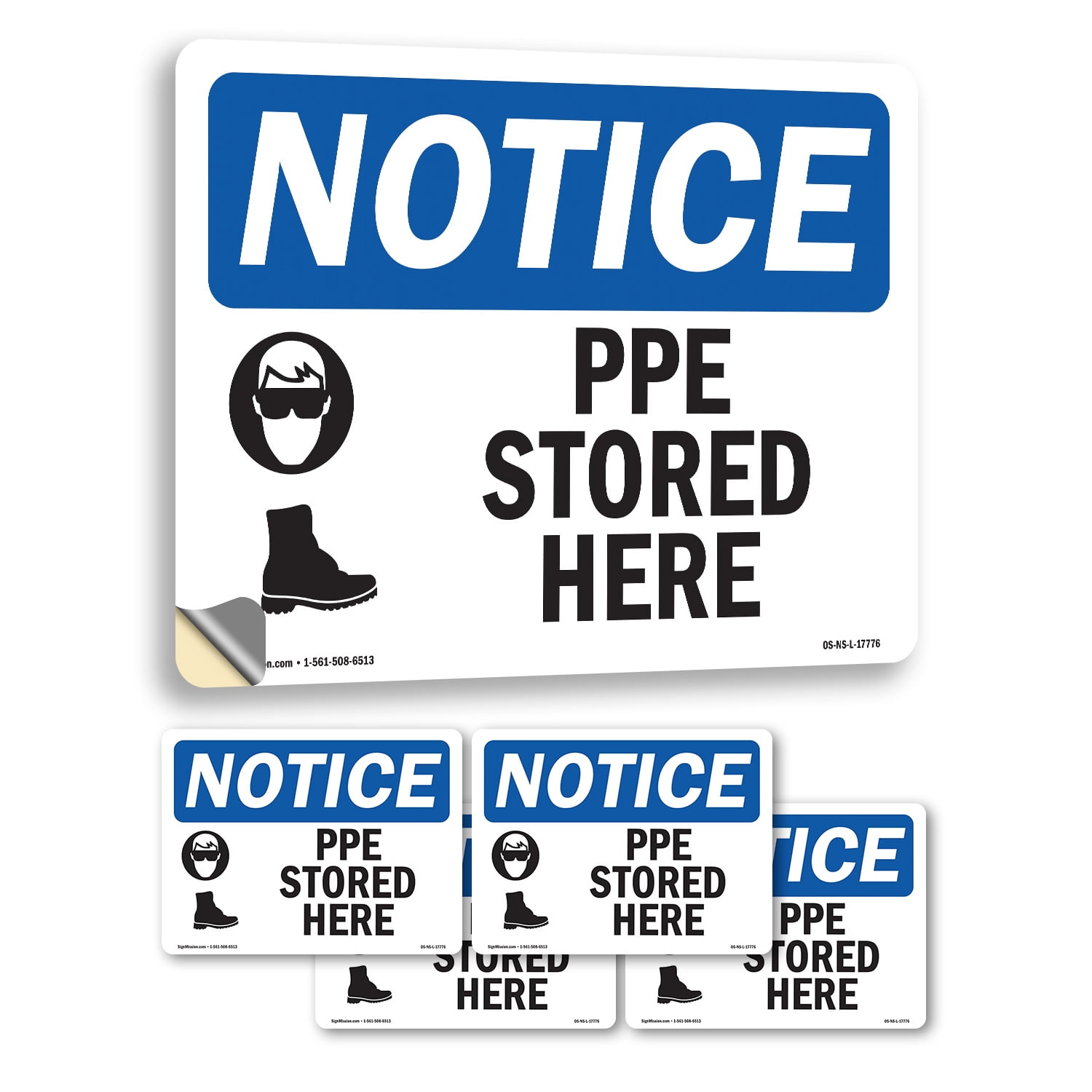 PPE Stored Here With Symbol OSHA Notice Vinyl Decal Label 5 Inch x 3.5 ...