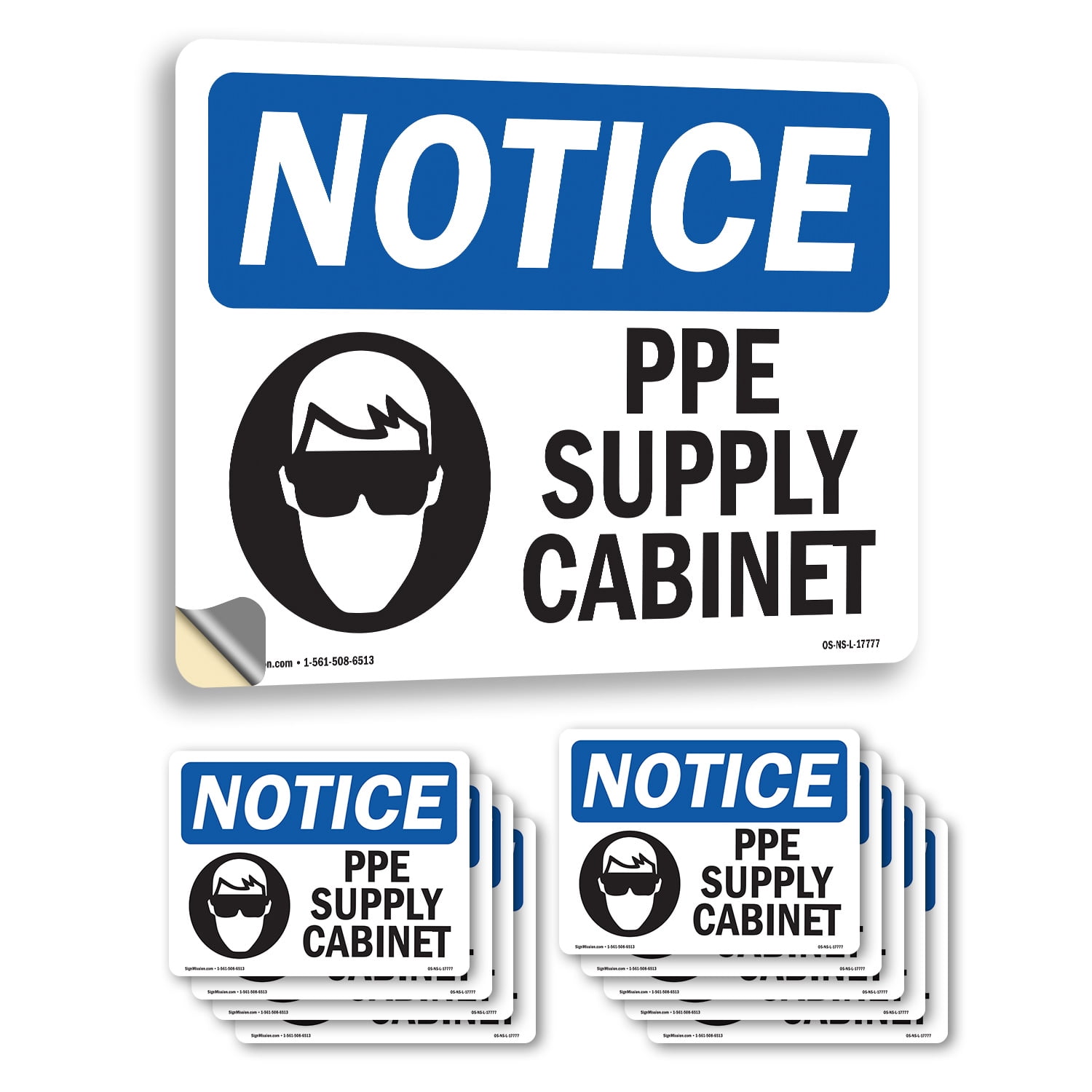 PPE Supply Cabinet With Symbol OSHA Notice Vinyl Decal Label 10 Inch x ...