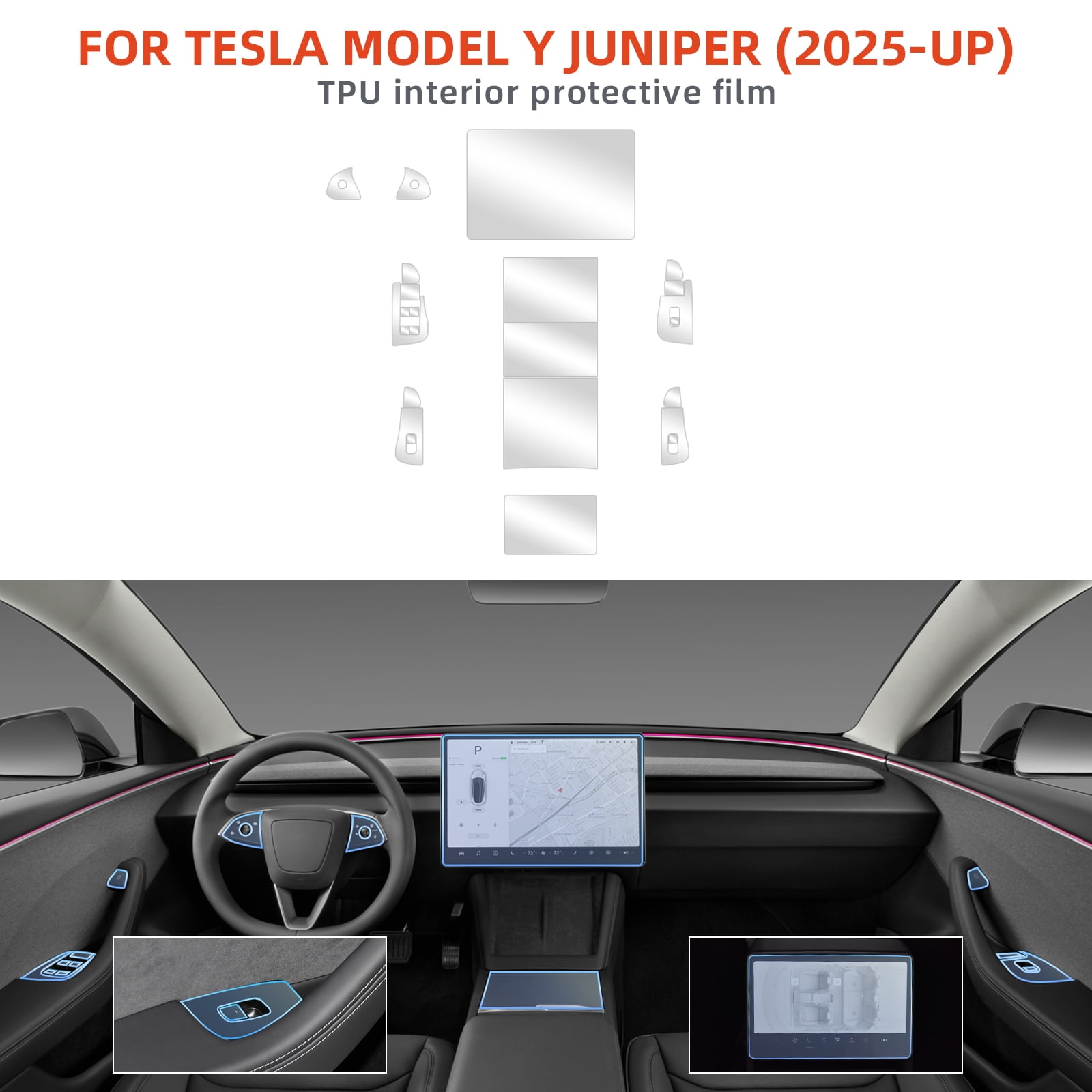 PPF Transparent Car Interior Protection Film TPU for 2025-Up Tesla ...