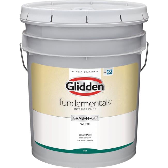 PPG GLFIN10WH-05 5 gal Glidden Flat Latex Fundamentals Interior Paint ...