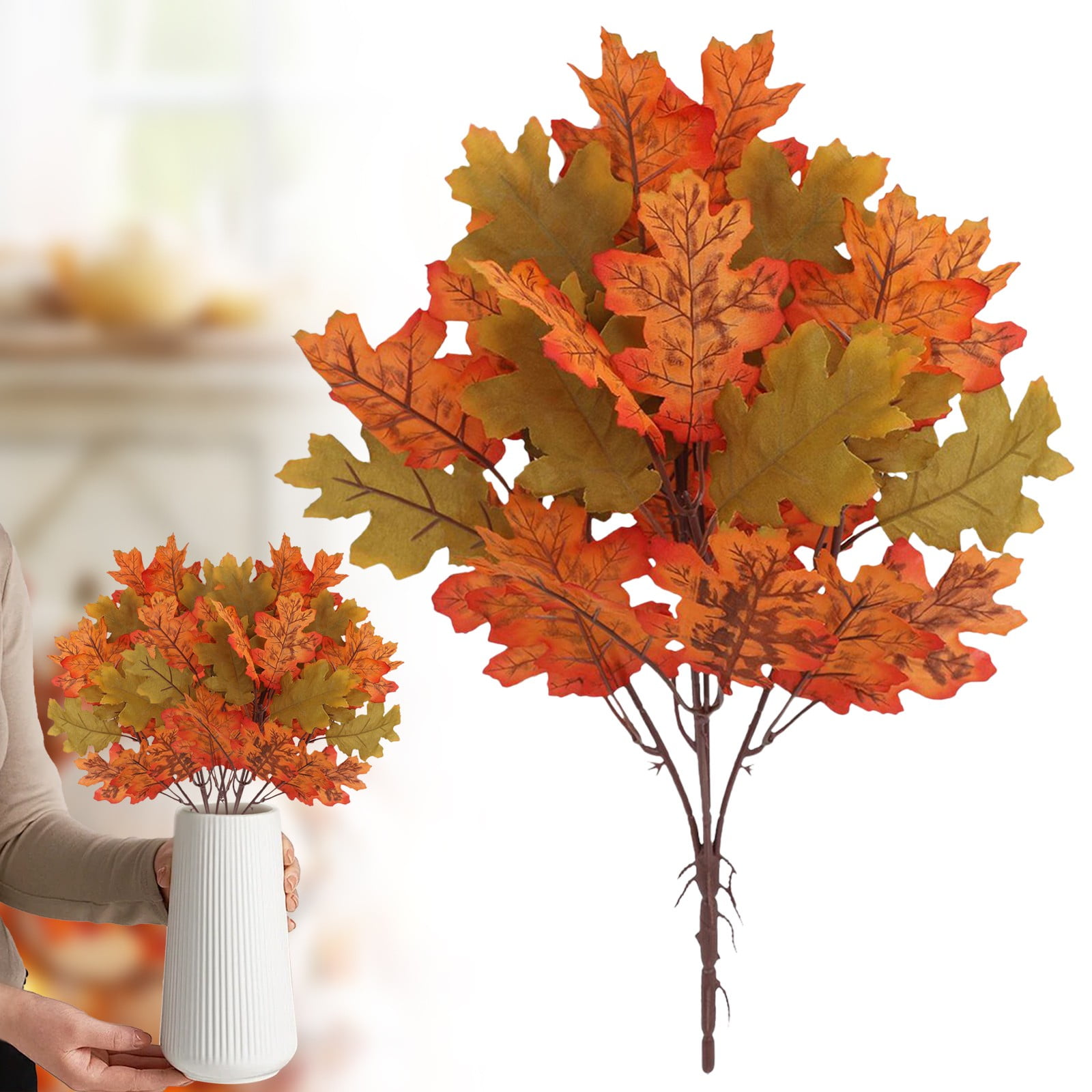 PPKVUFD 1 Pcs Artificial Maple Leaves Stems 16“ Fake Fall Leaves Plants ...