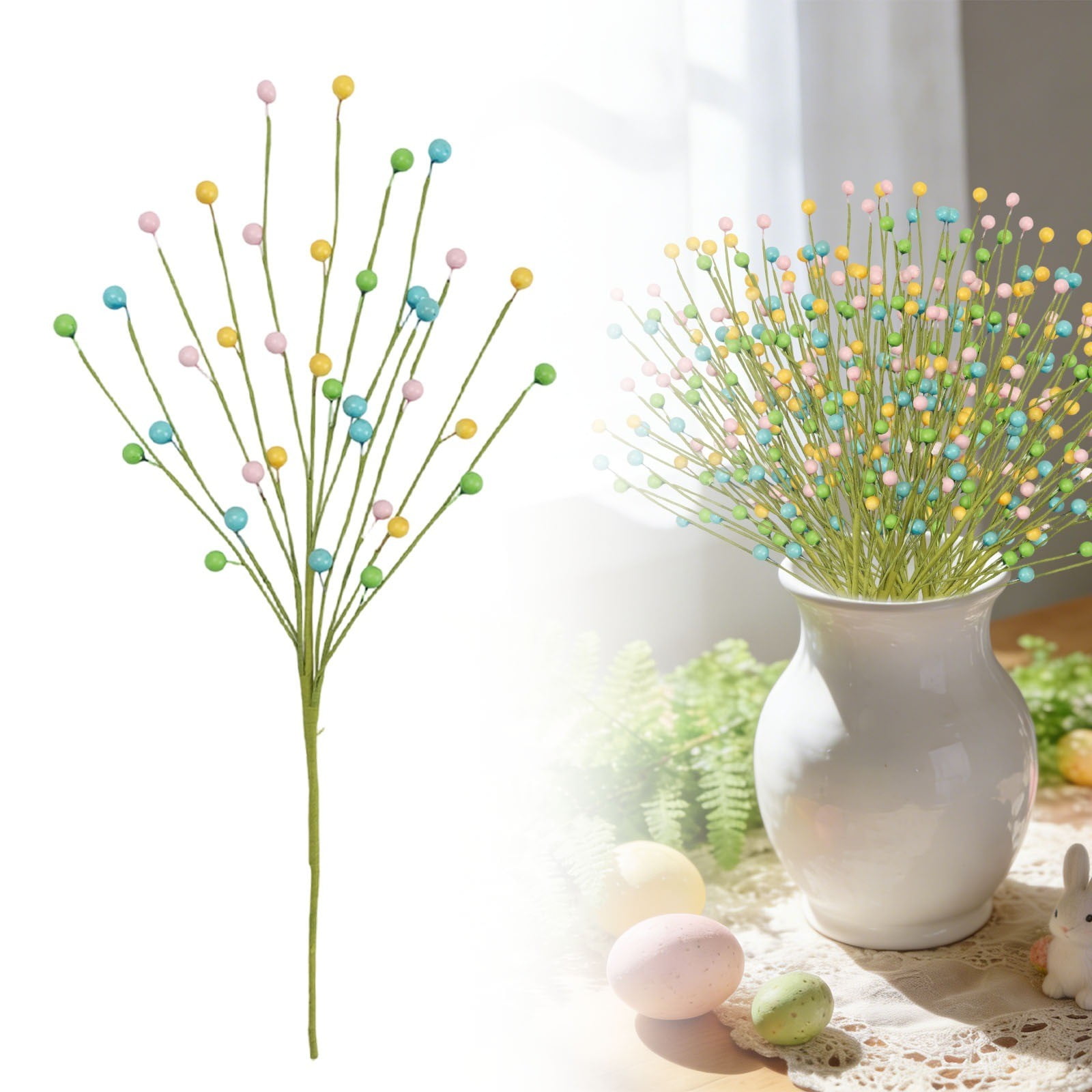 PPKVUFD 1 Pcs Spring Berry Stems 17 Inch Artificial Pastel Pip Sprays ...
