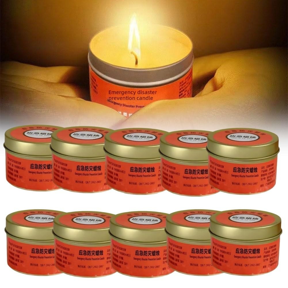 PPKVUFD 10-Pack Emergency Candle, 24 Hours Long Burning, Top Layer Soy ...