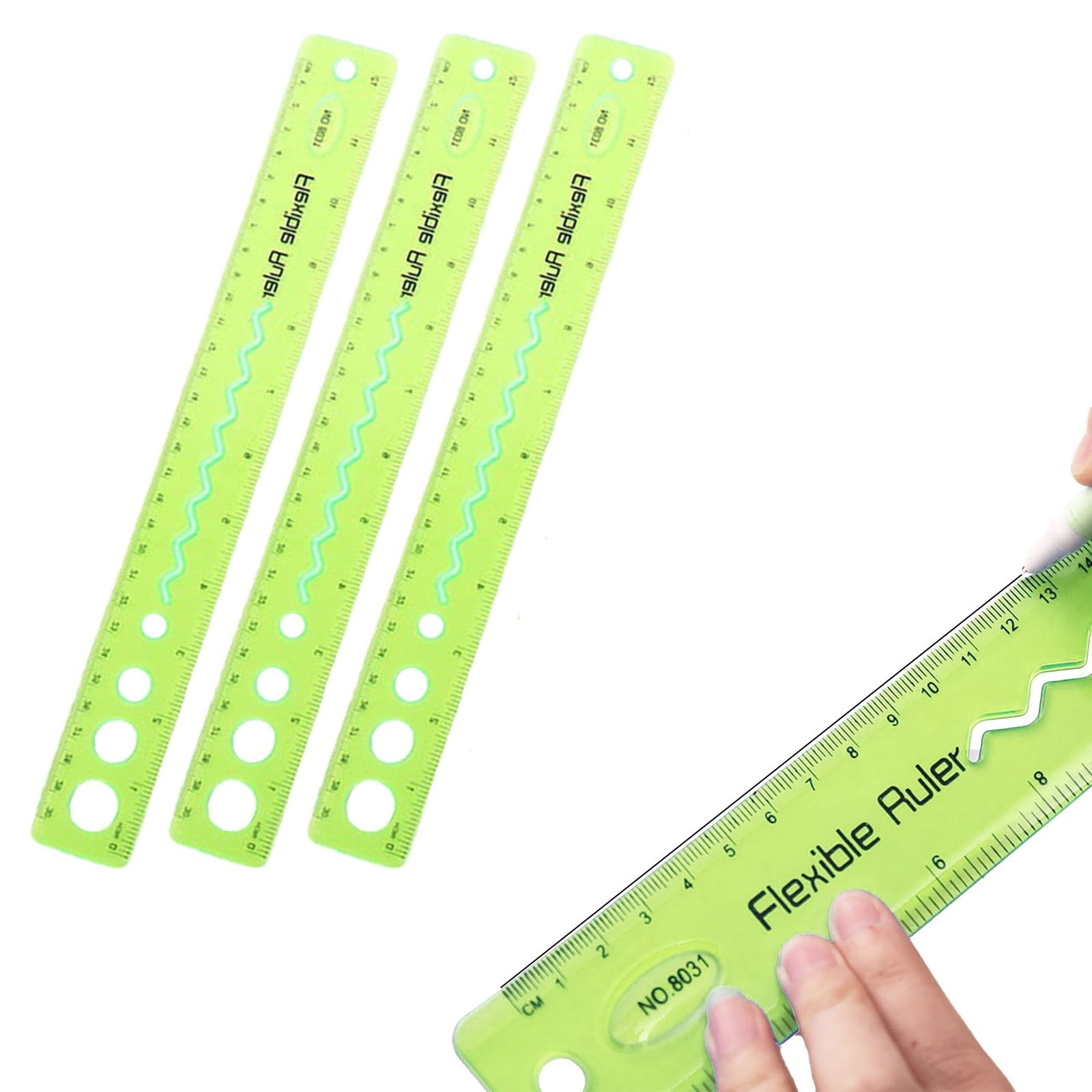 PPKVUFD 12 Inch, 3 Pack, Flexible Ruler with Centimeters and Inches ...