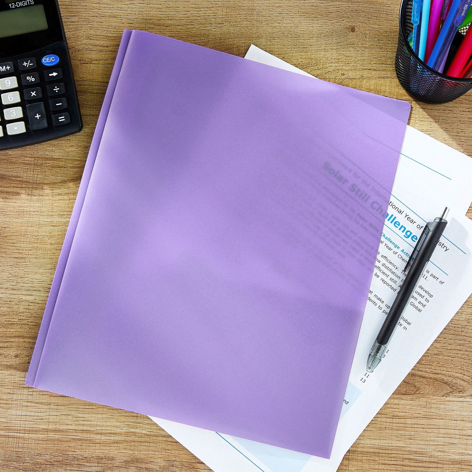 PPKVUFD 2-Pocket 3-Prong Plastic Folder, 1 Pack, Purple, 3-Hole Binders ...