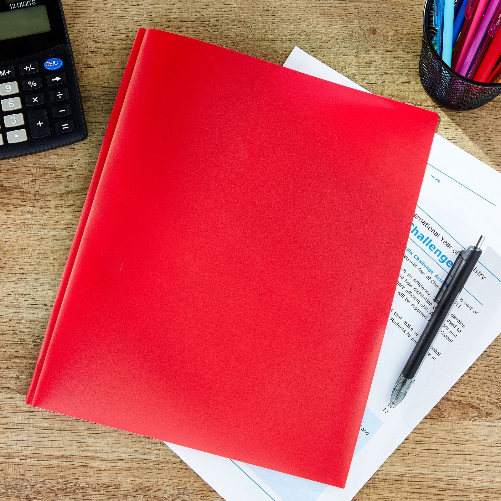 PPKVUFD 2-Pocket 3-Prong Plastic Folder, 1 Pack, Red, 3-Hole Binders ...