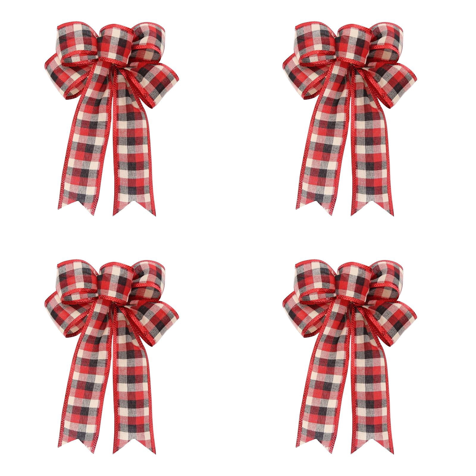 PPKVUFD 4Pcs Red Black White Buffalo Plaid Wreath Bows, Farmhouse ...