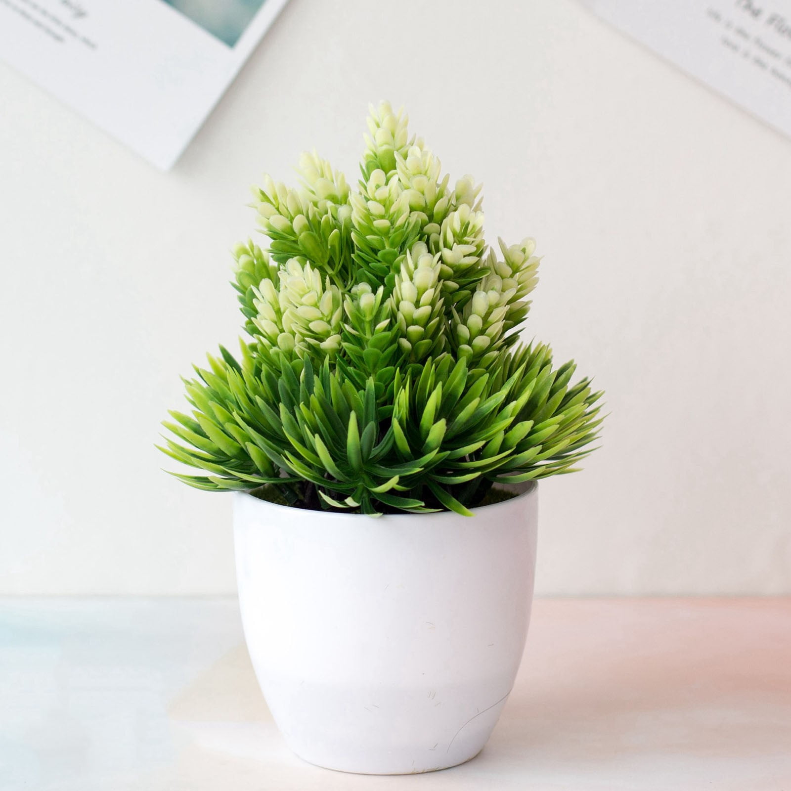 PPKVUFD Mini Artificial Plants, Plastic Fake Green Grass Faux Greenery ...