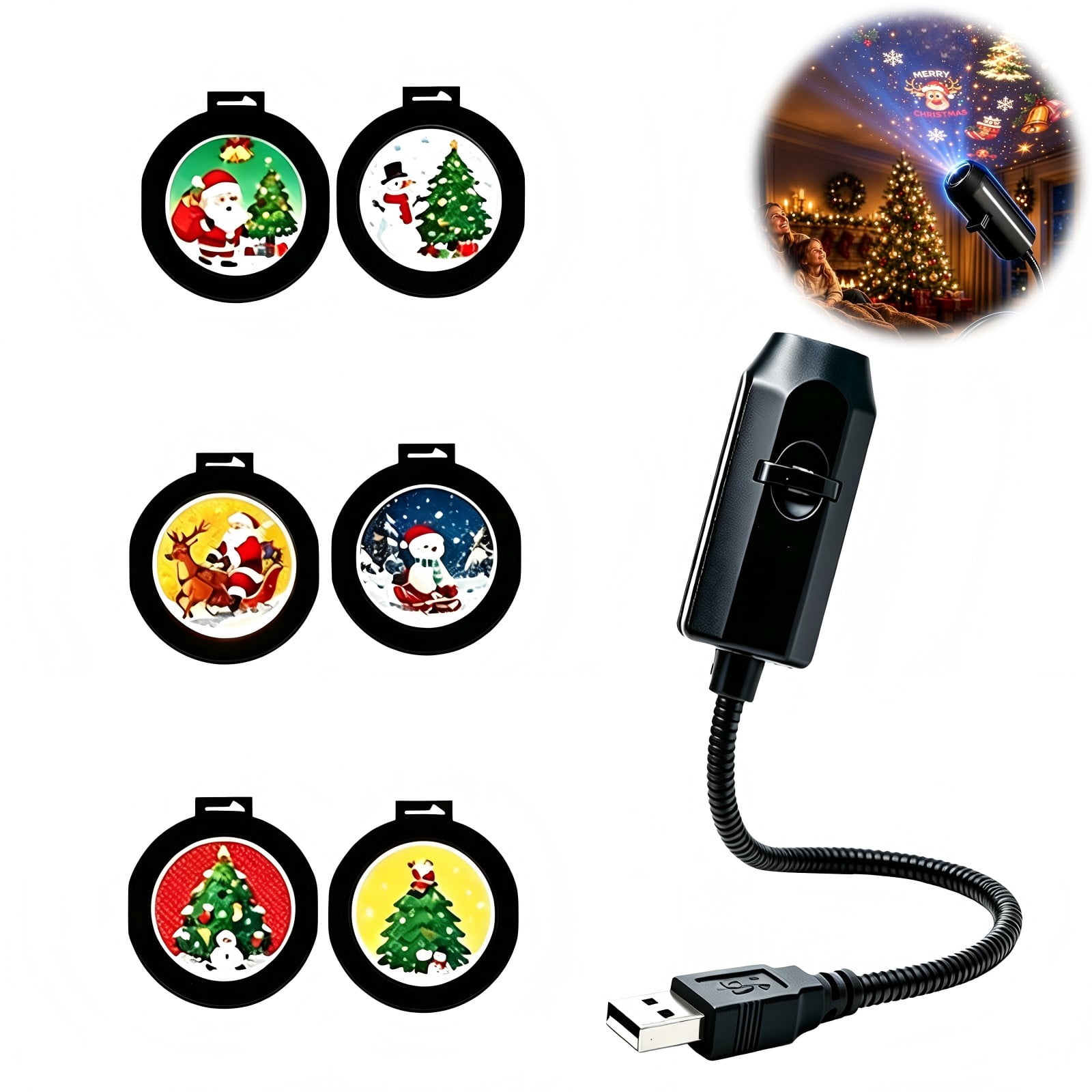 PPKVUFD Plug and Play HD Christmas Projector, 5D Holographic Night ...