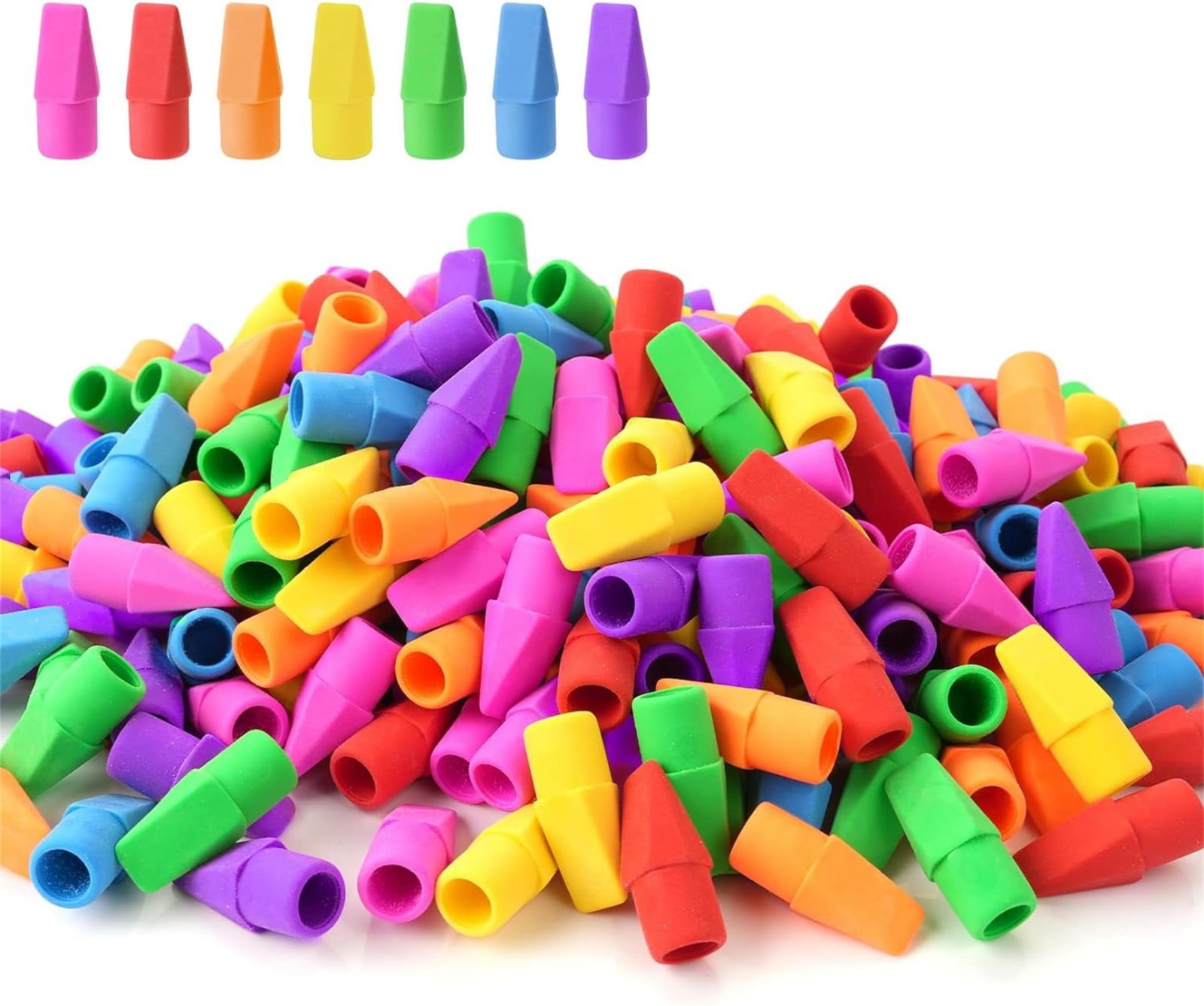 PPKVUFD Toppers, 50 Pack, Colorful, Pencil Top Erasers, Eraser Caps ...