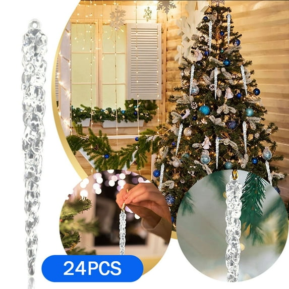 PPKVUFD Twisted Clear Glass Icicle Christmas Ornaments for Christmas ...