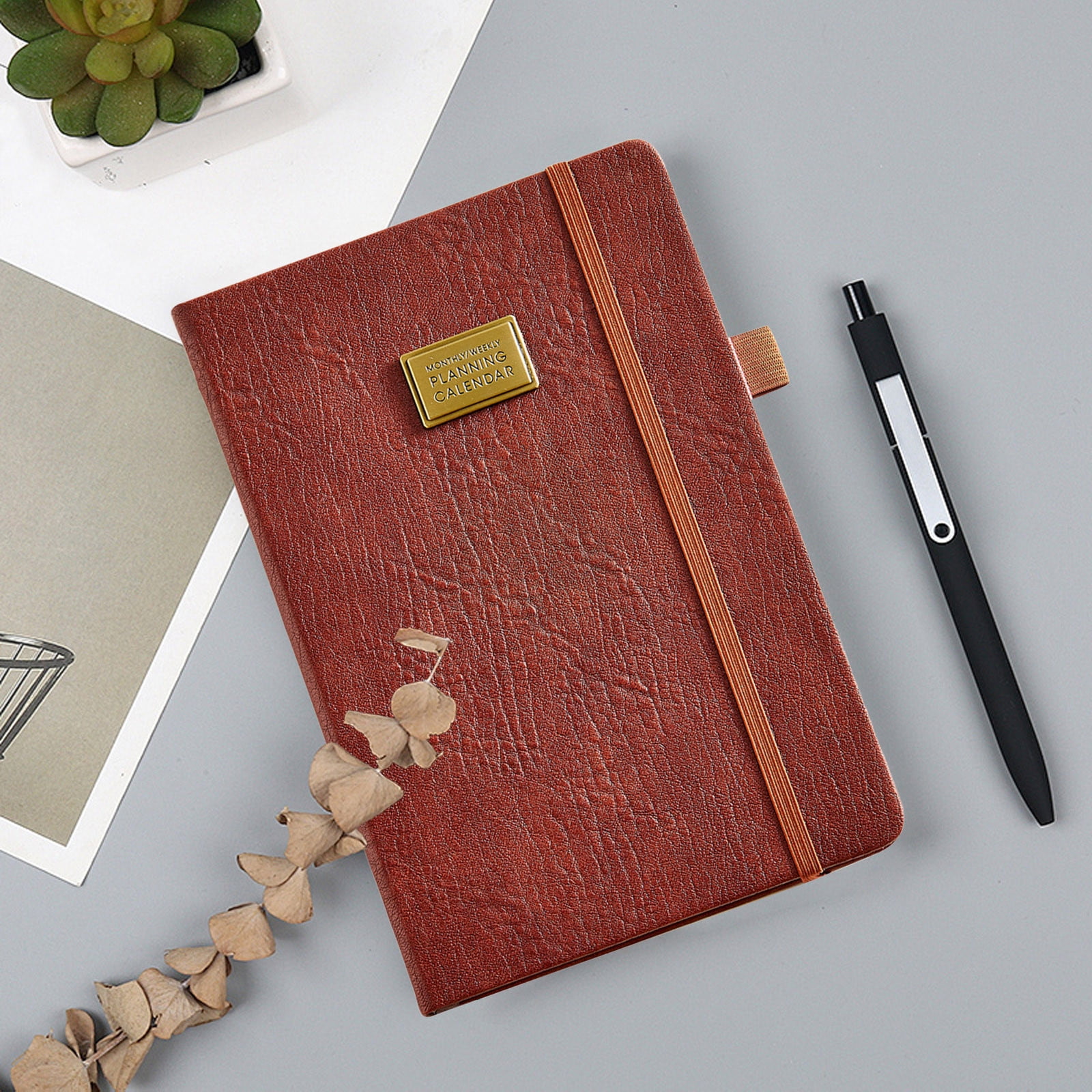 PPLoney A5 2025 Calendar Planner - English Imitation Leather Hard Cover ...