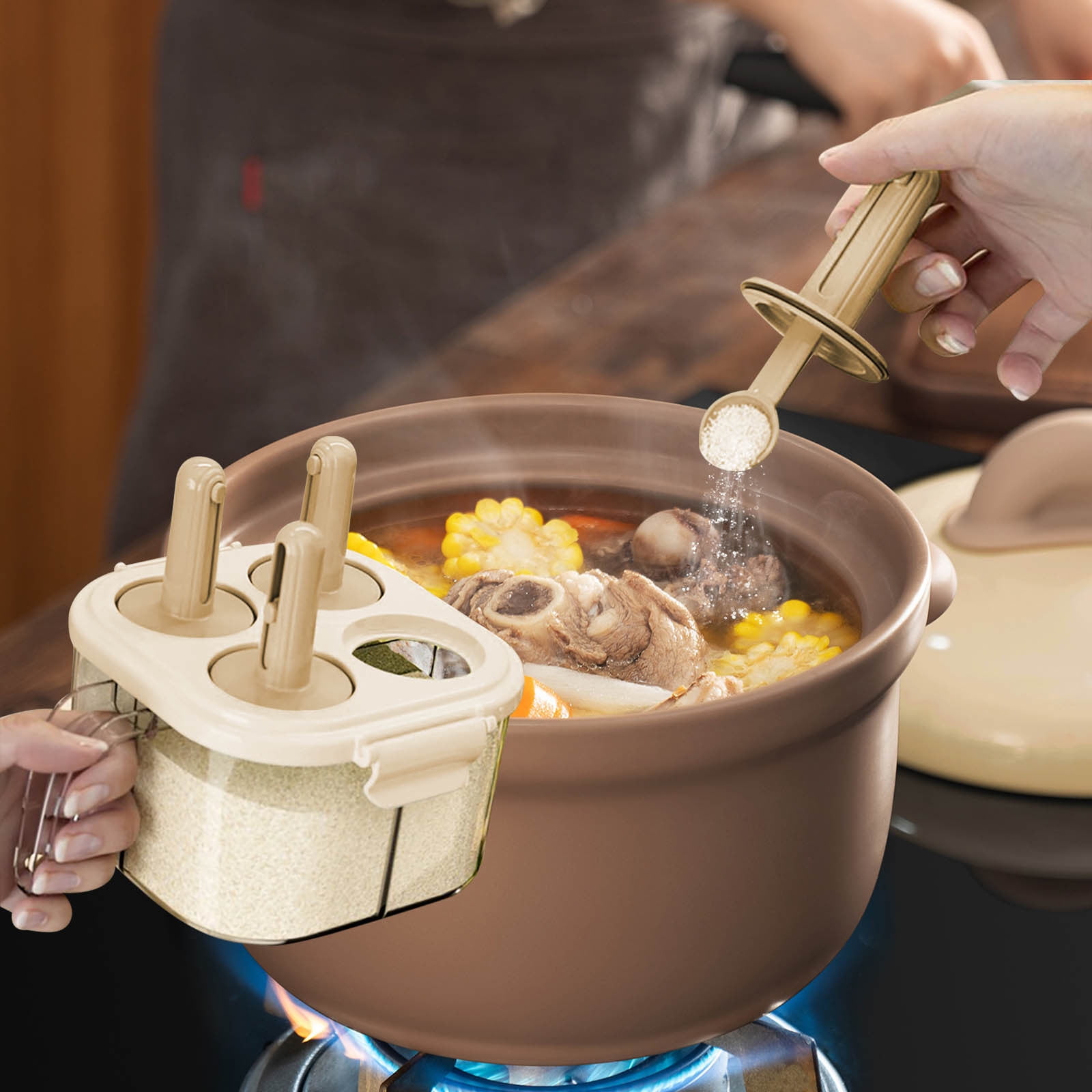 PPLoney Automatic Opening Spice Jar - One-Hand Operation Seasoning ...