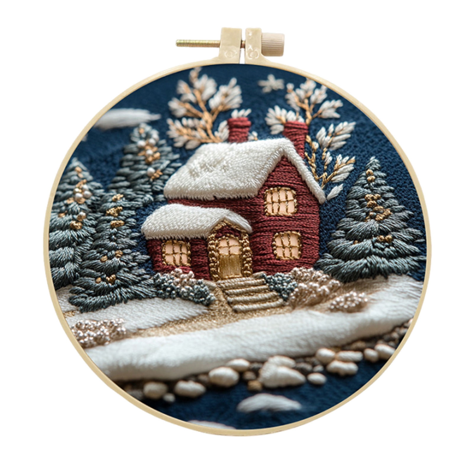 PPLoney DIY Christmas Forest Snow House Hand Embroidery Kit - Complete ...