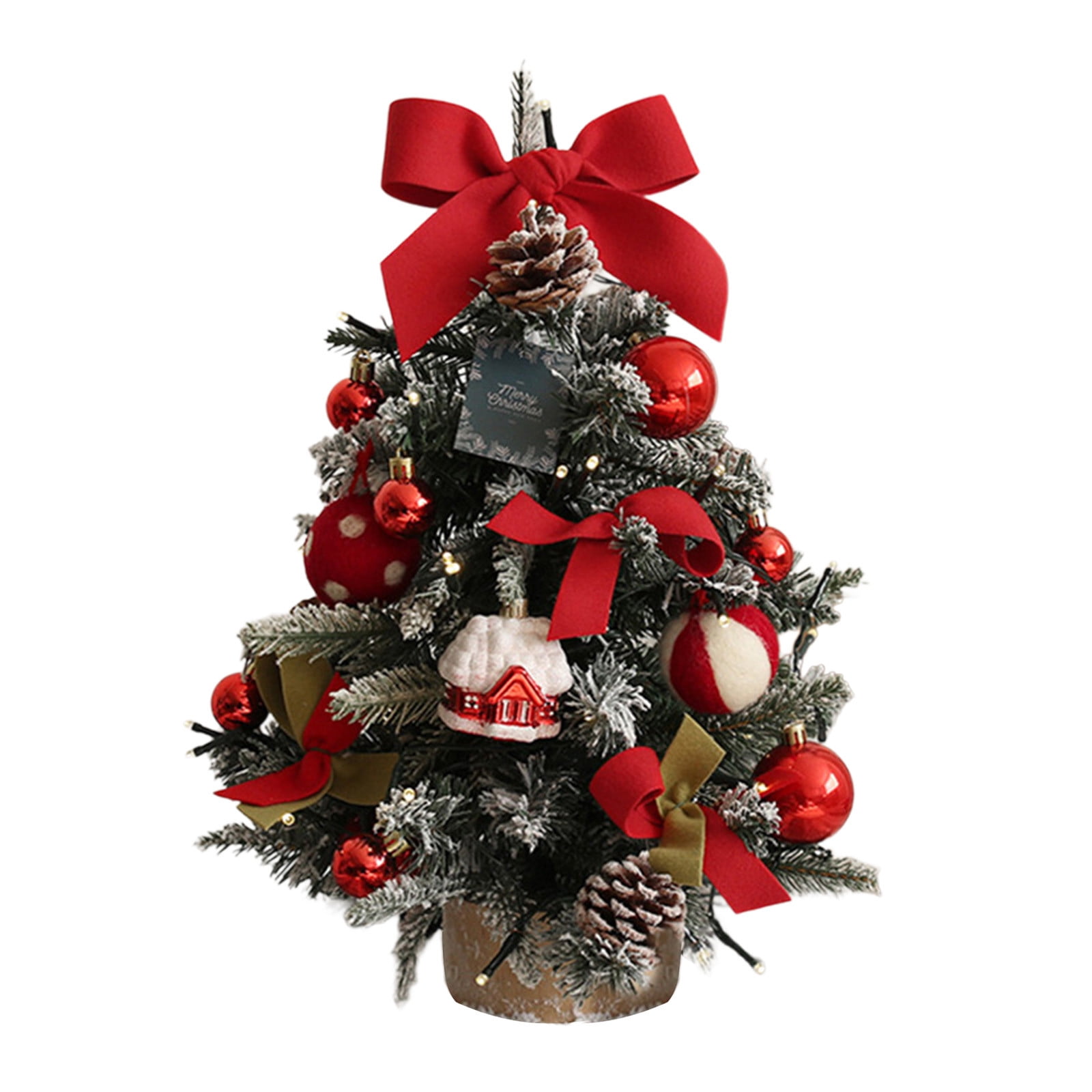 PPLoney DIY Mini Christmas Tree 45CM with String Lights - Pre-decorated ...
