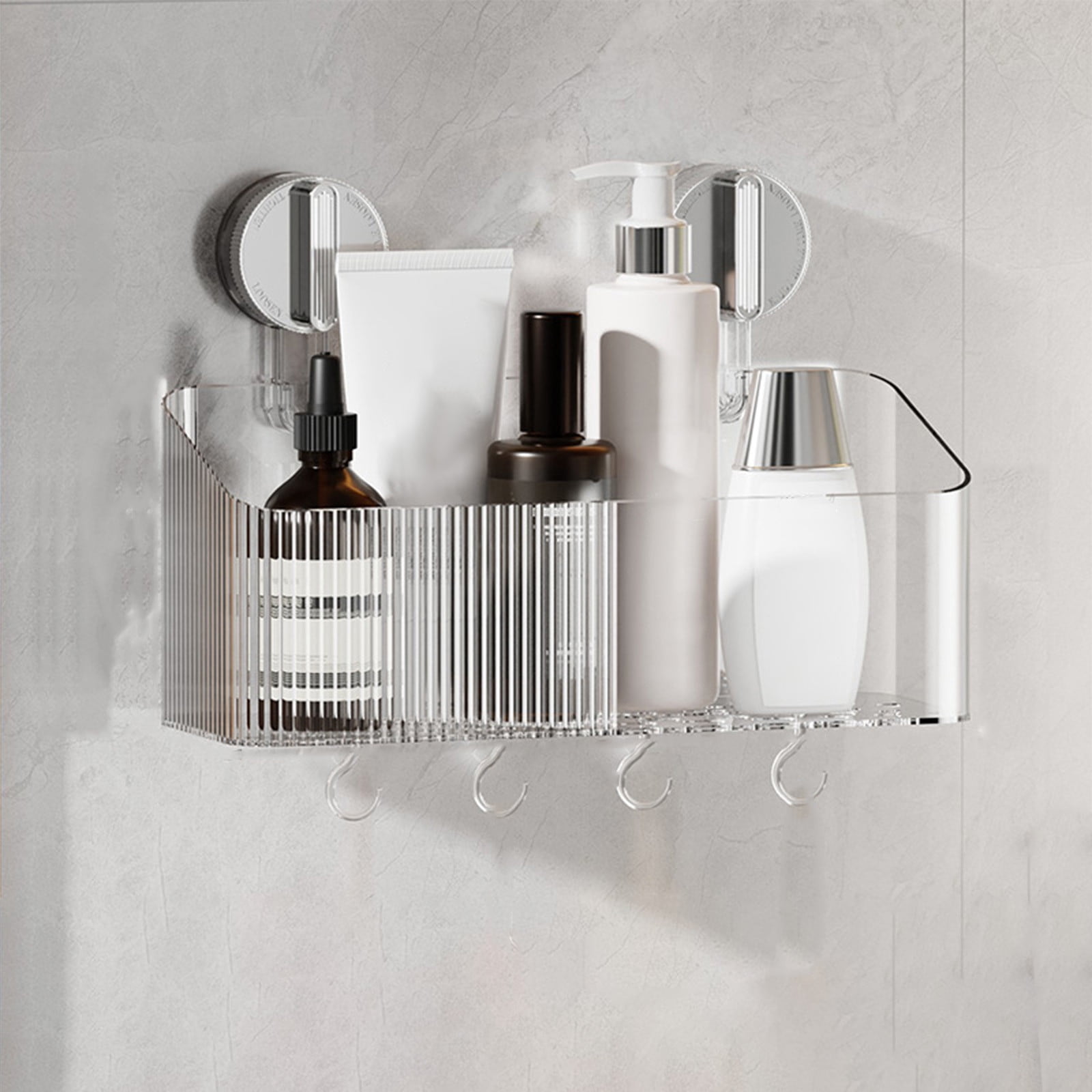 PPLoney No-Drill Wall Mounted Suction Cup Storage Shelf for Bathroom ...
