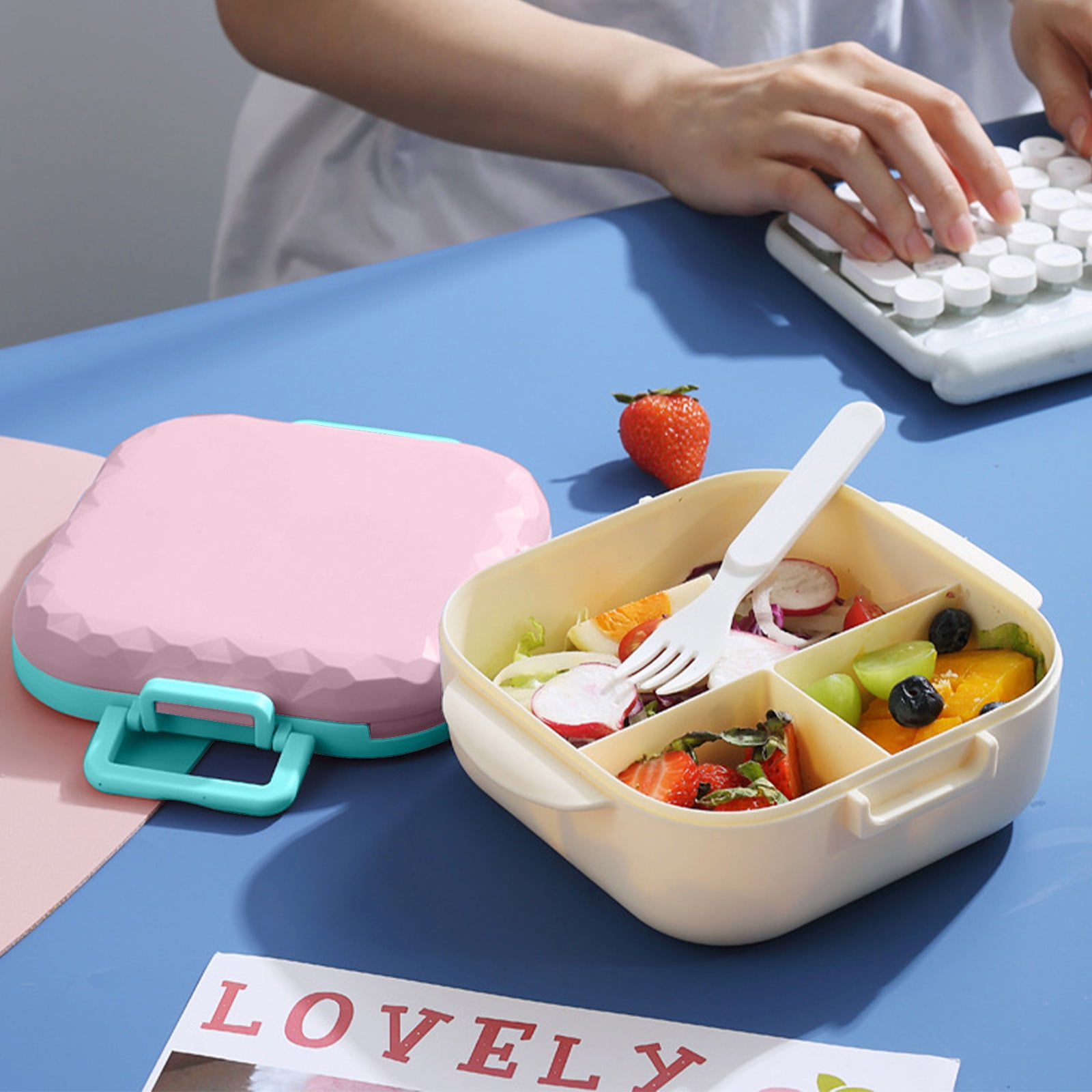 PPLoney Portable Lunch Box with Compartments - Microwave-Safe Student ...