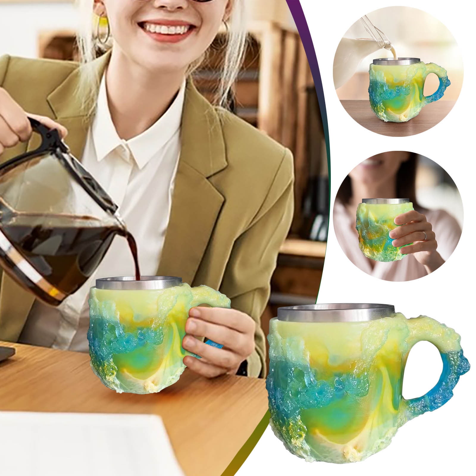 PPLoney Premium Crystal Coffee Mugs Set - Elegant Glass Tea Cups with ...