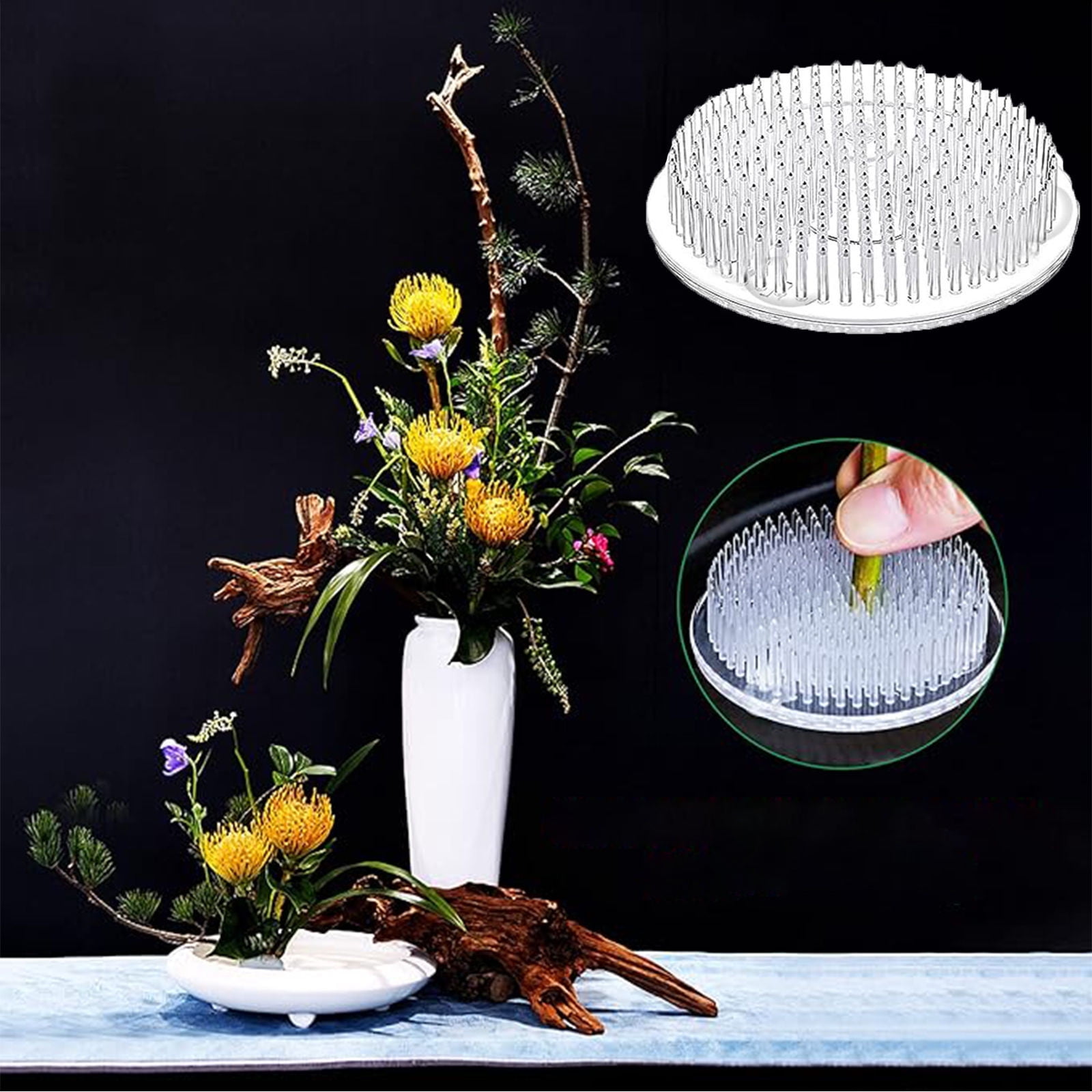 PPLoneyTransparent Flower Frog – 3-Suction Cup Ikebana Holder for Vase ...