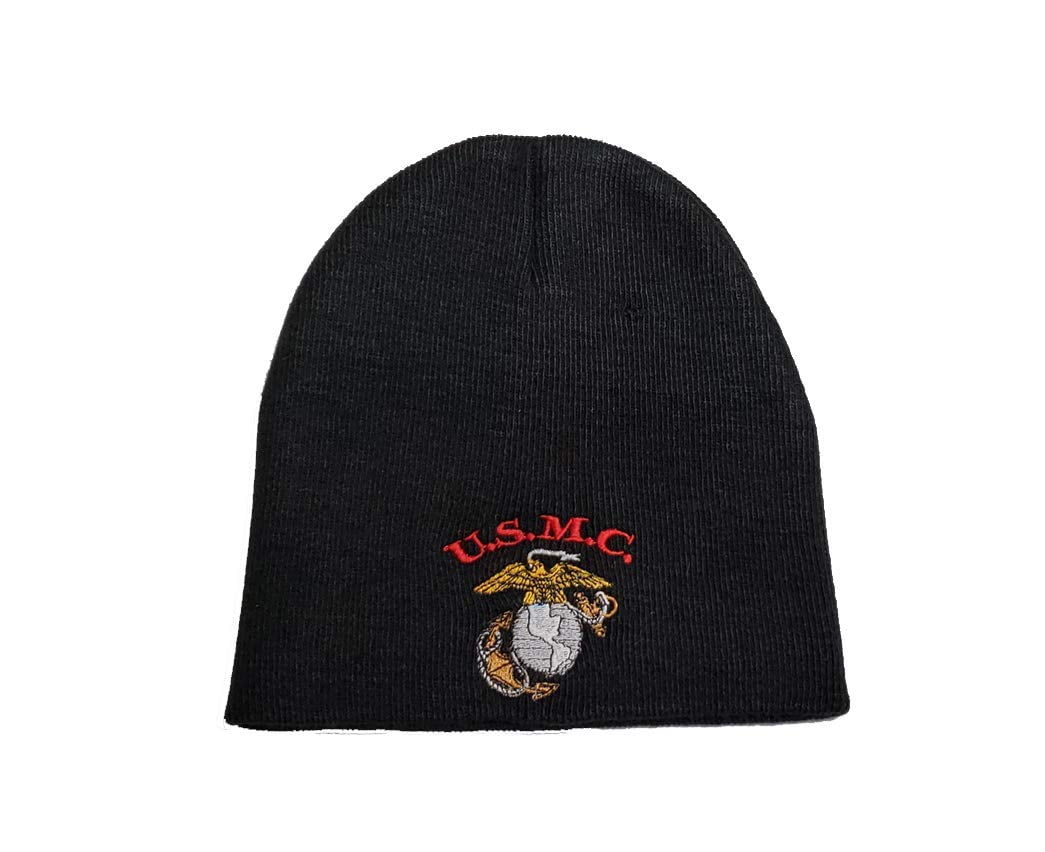 PPM Brands USMC Black Marines Marine Corps EGA Uncuffed Beanie Hat Cap ...