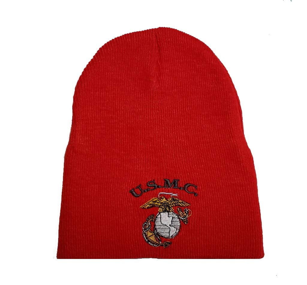 PPM Brands USMC Red Marines Marine Corps Uncuffed Beanie Hat Cap Made ...