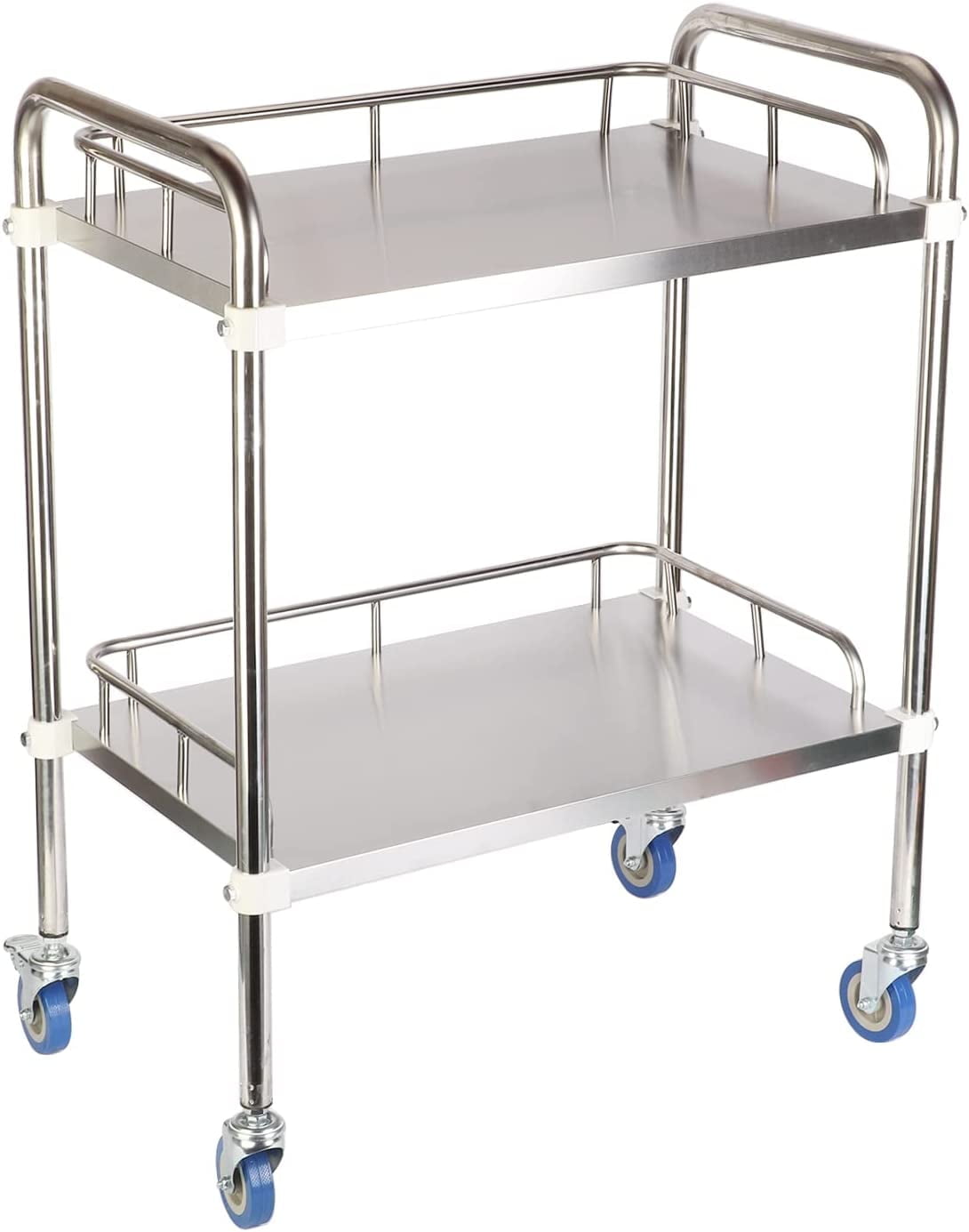PPOSFPH 2 Layers Lab Serving Cart, Stainless Steel Utility Rolling ...