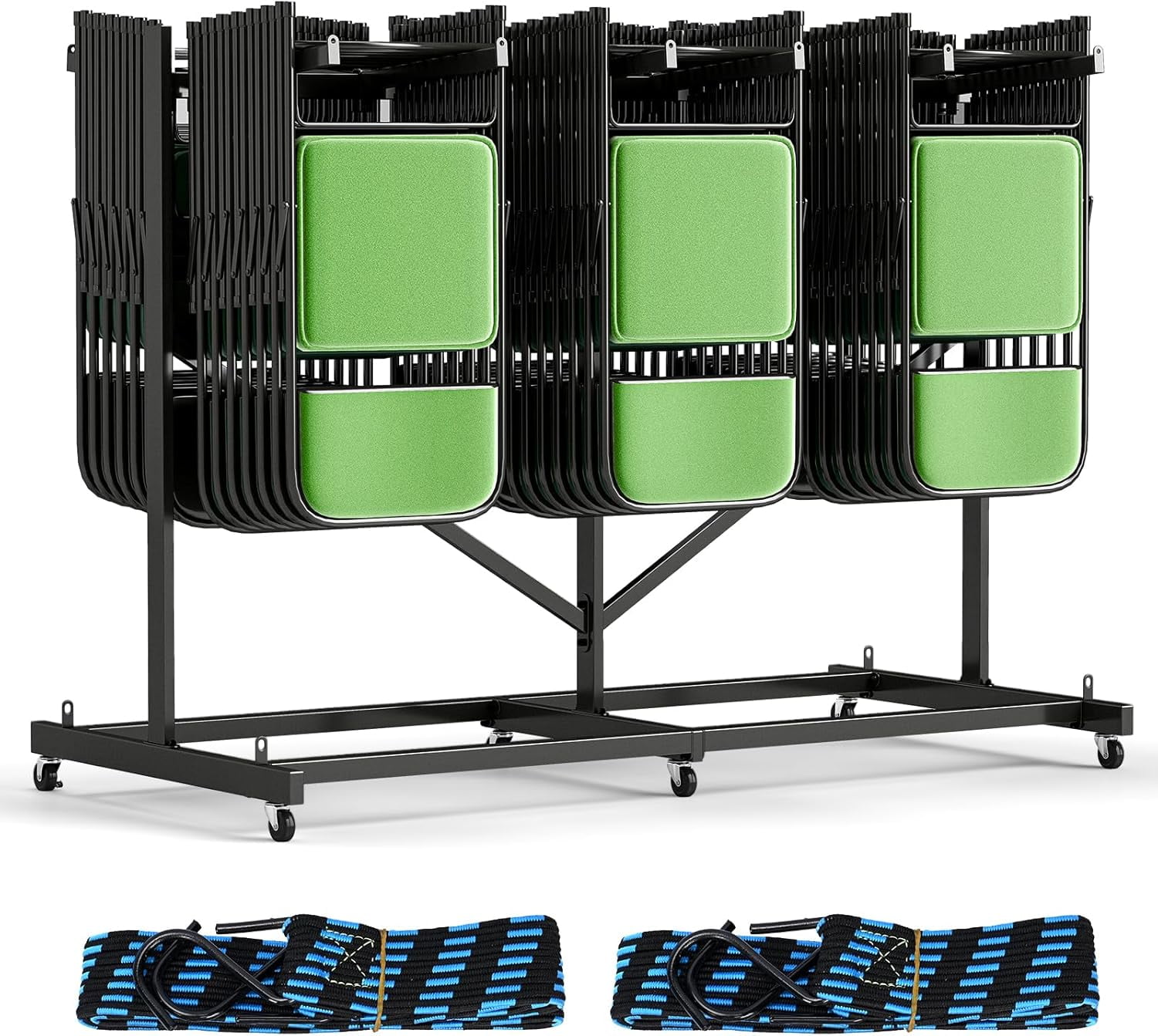 PPOSFPH Folding Chair Rack, Heavy Duty Metal Folding Chair Cart with ...