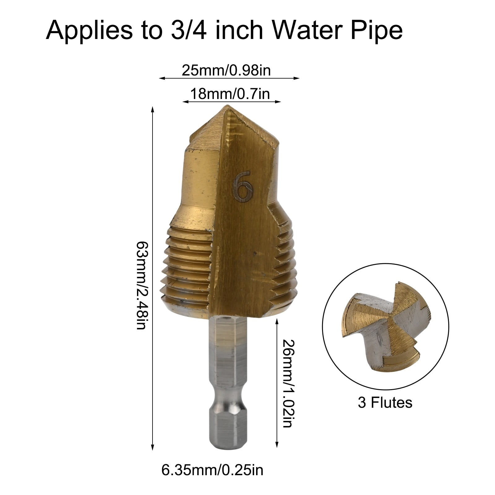 PPR Lifting Stepped Drill Bit Hex Shank Water Pipe Expansion Tapping ...
