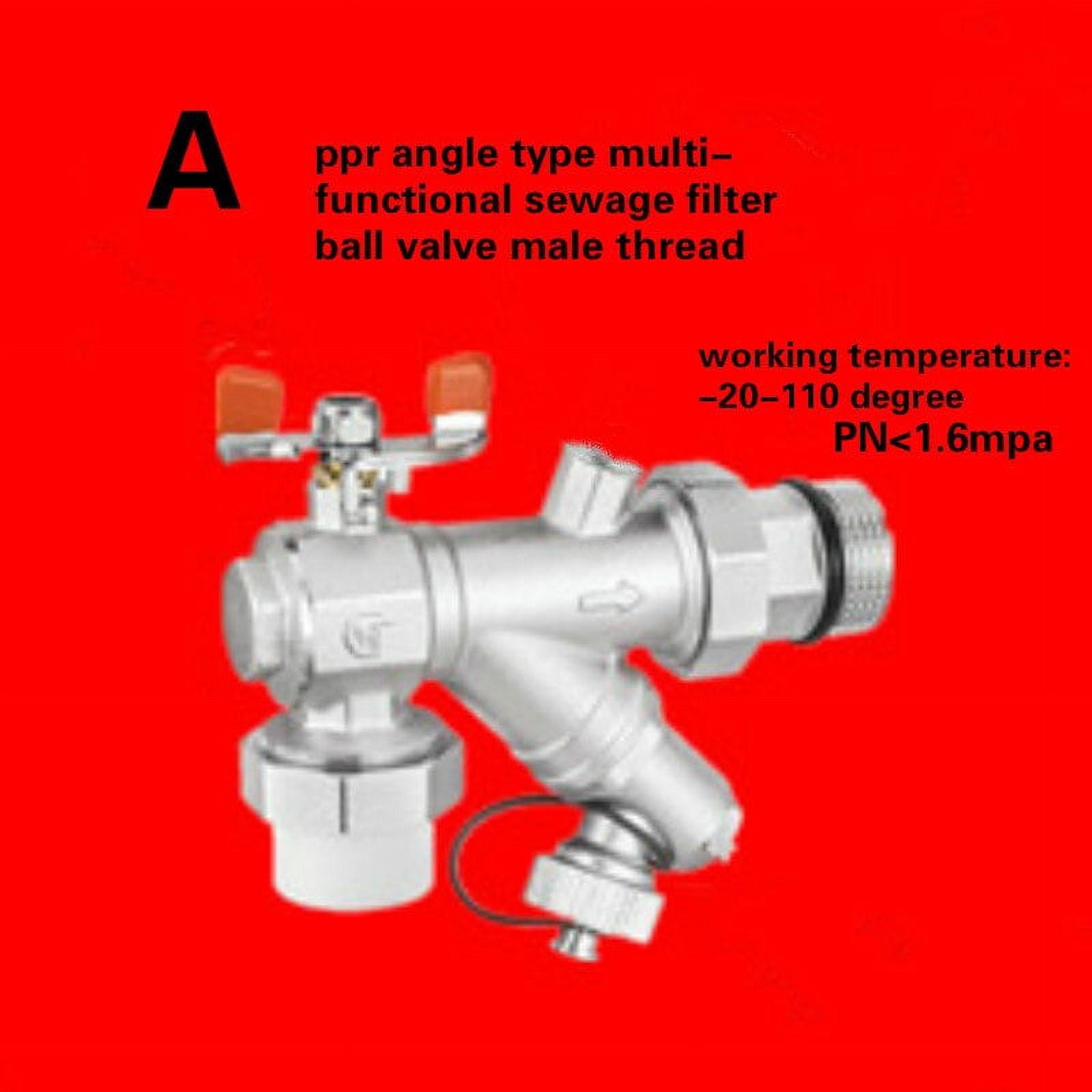 PPR angle type multi-functional sewage filter ball valve male thread ...