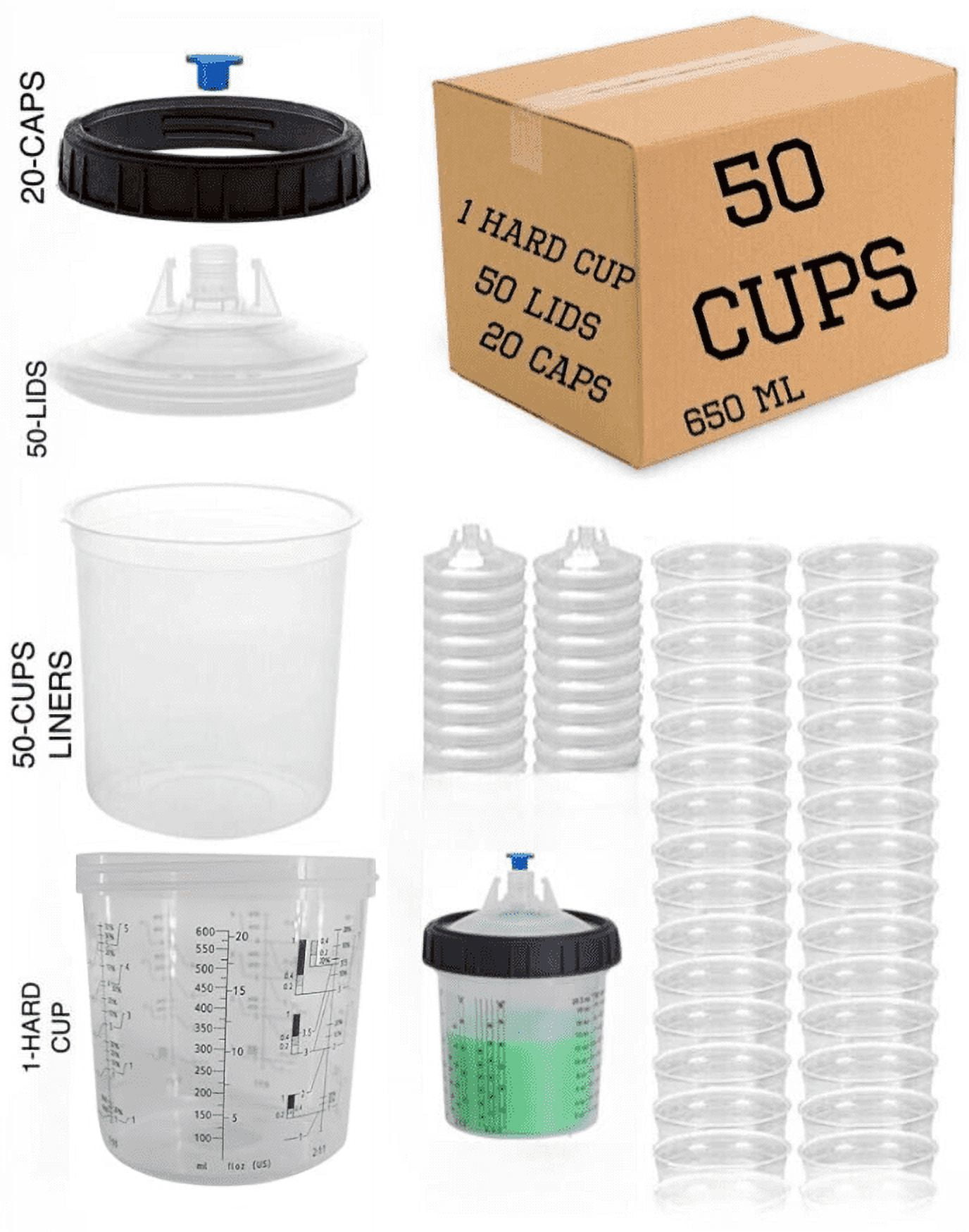 PPS Cups Paint 600ml, 20 ounces Kit 1 Hard Cup, 50 Cups Liners, 50 Lids ...