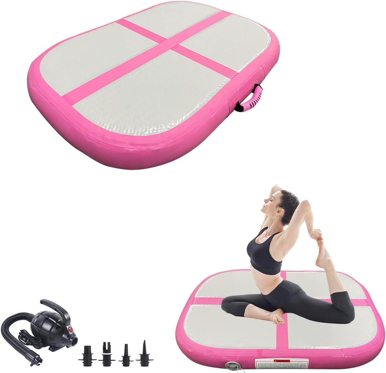 PPXIA Gymnastics Air Roller Air Barrel Inflatable Tumbling Mat, Tumble ...