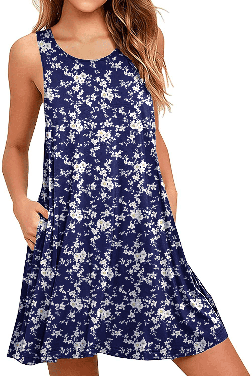 ppyoung Women Summer Swing T-Shirt Dress, Sleeveless, Crew Neck, XL ...