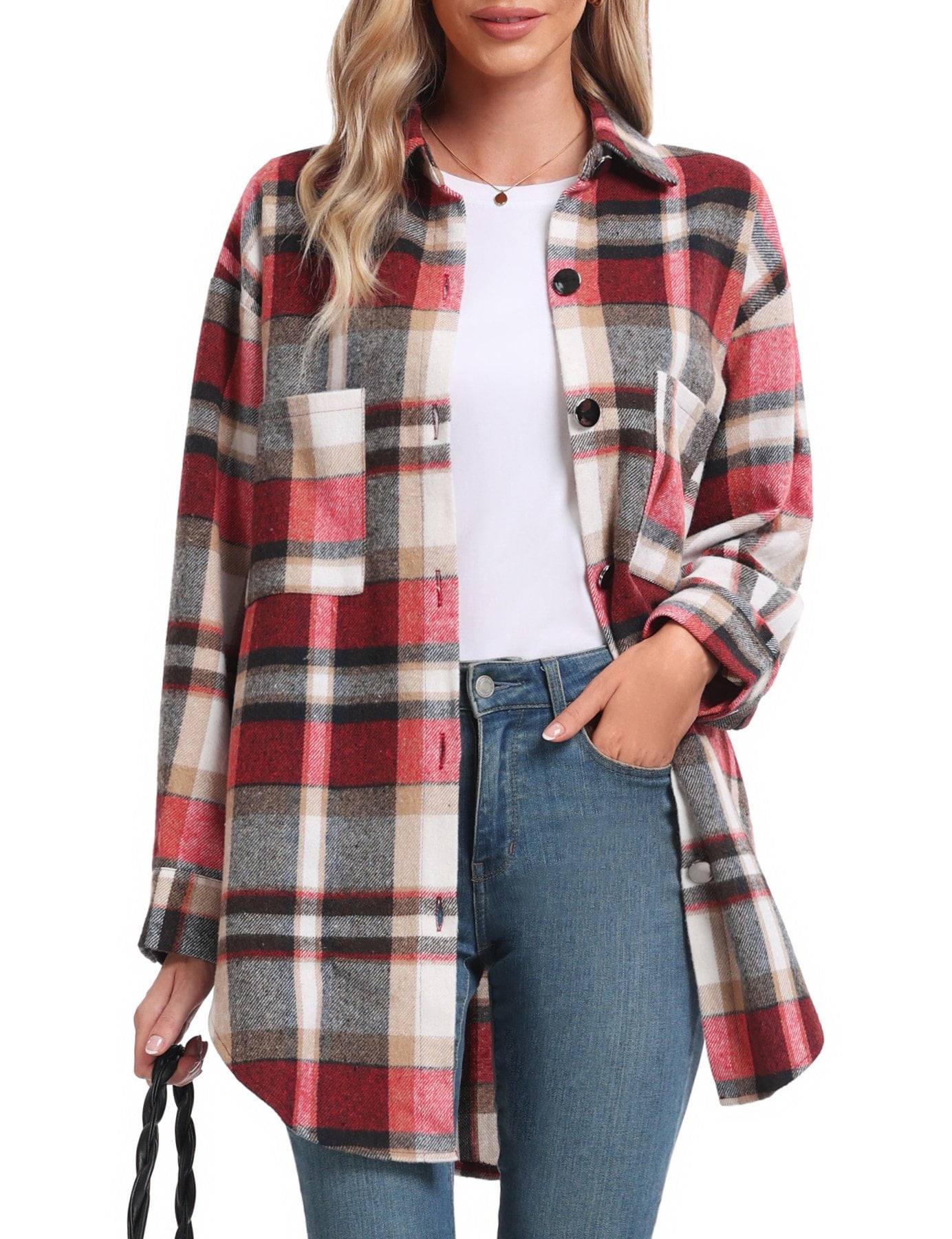 PPYOUNG Women's Plaid Shackets Flannel Long Sleeve Button Down Shirts ...
