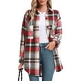 PPYOUNG Women's Plaid Shackets, Long Sleeve Flannel Button Down Outwear ...