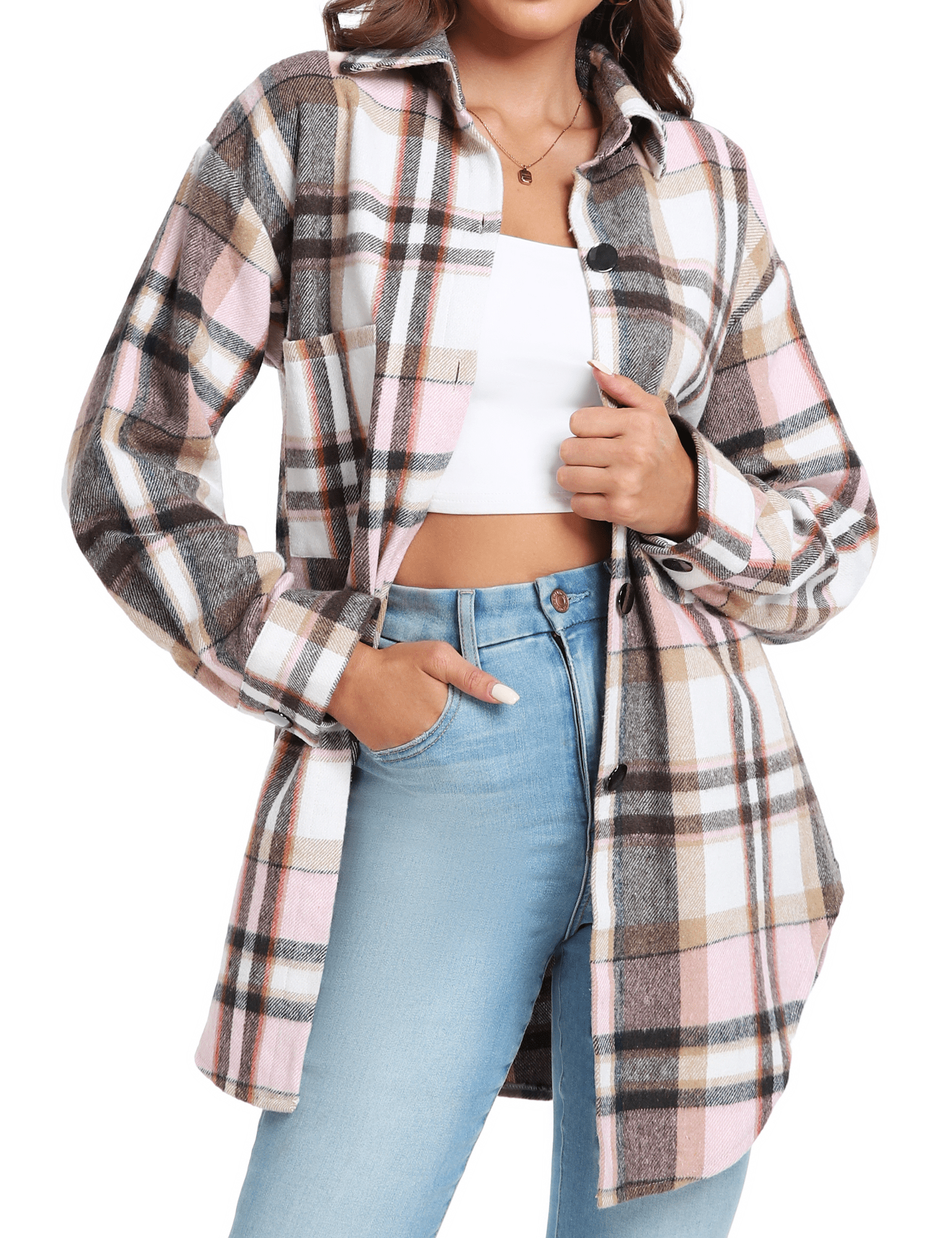 PPYOUNG Women's Plaid Shackets Flannel Long Sleeve Button Down Shirts ...