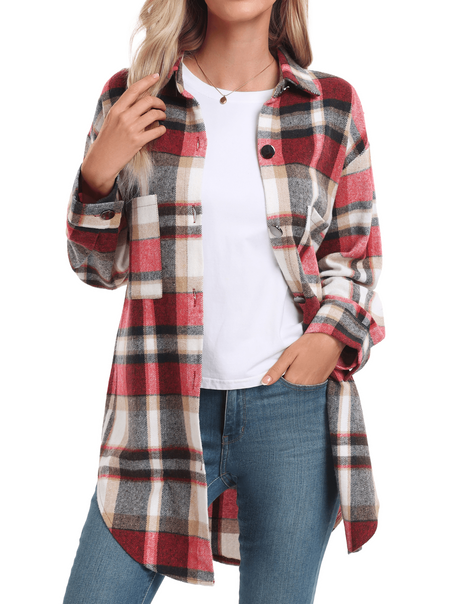 PPYOUNG Women's Plaid Shackets Flannel Long Sleeve Button Down Shirts ...