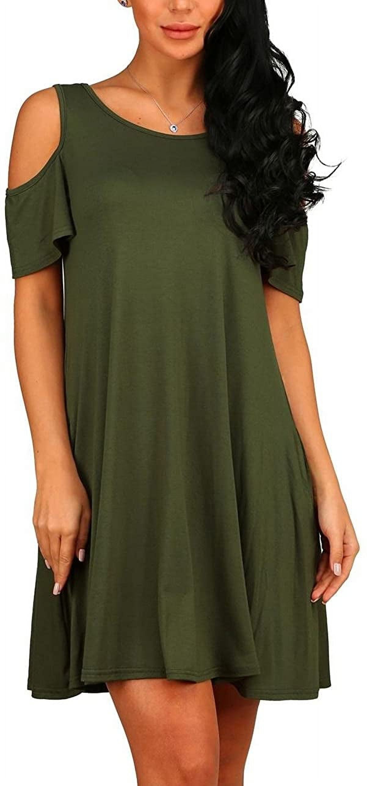 PPYOUNG Women's Short Sleeve Cold Shoulder Tunic Top Swing T-Shirt ...