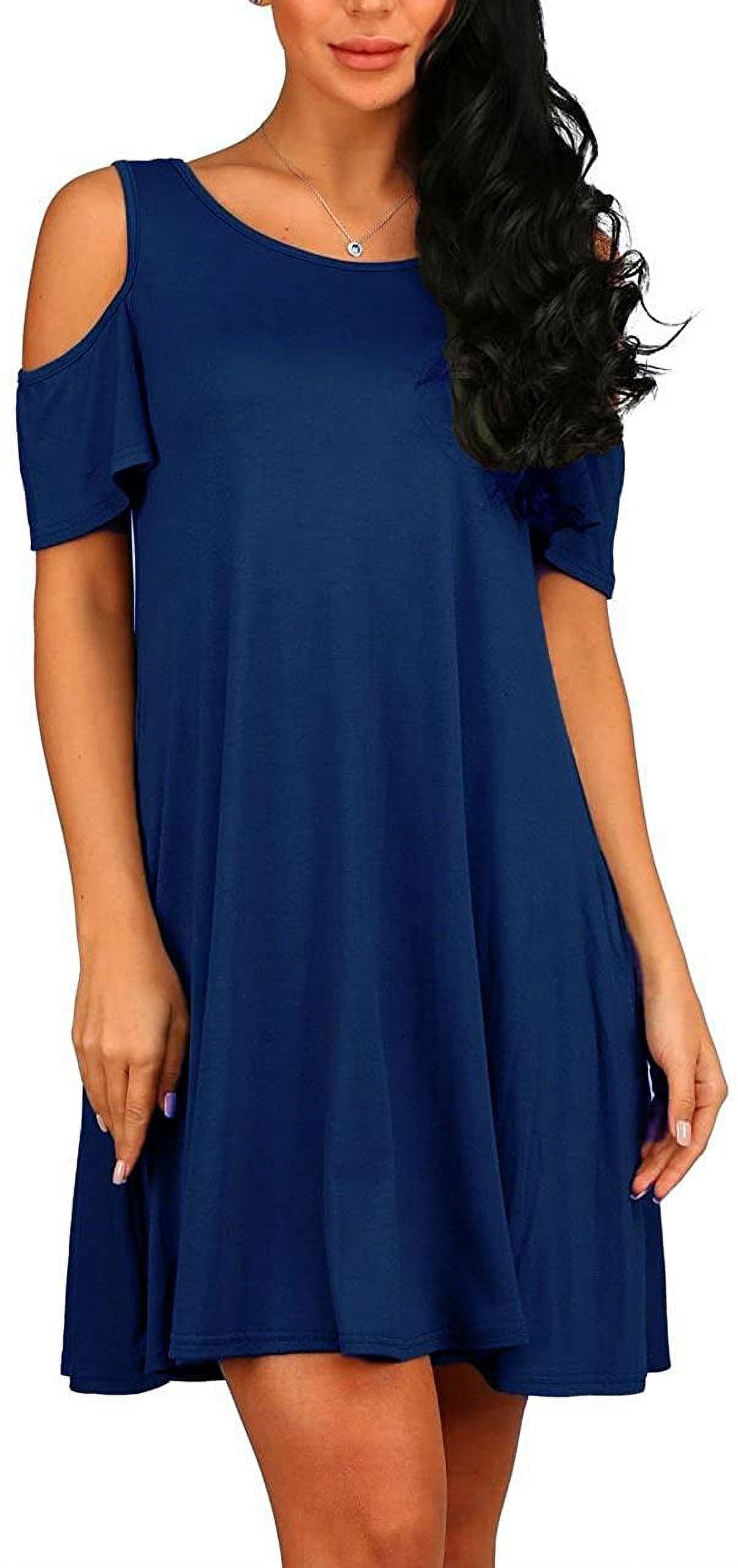 PPYOUNG Women's Casual Cold Shoulder T-Shirt Dress, Short Sleeve, Swing ...