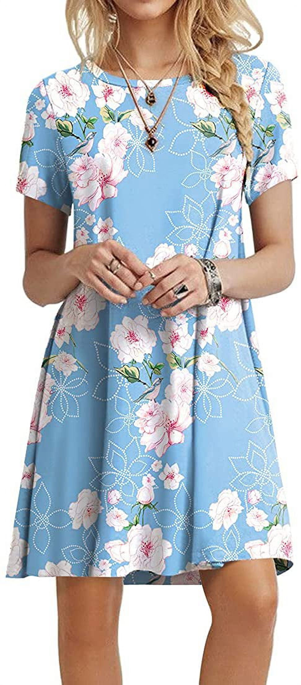 ppyoung Women's Summer T-shirt Dress, Short Sleeve Casual Boho Style ...