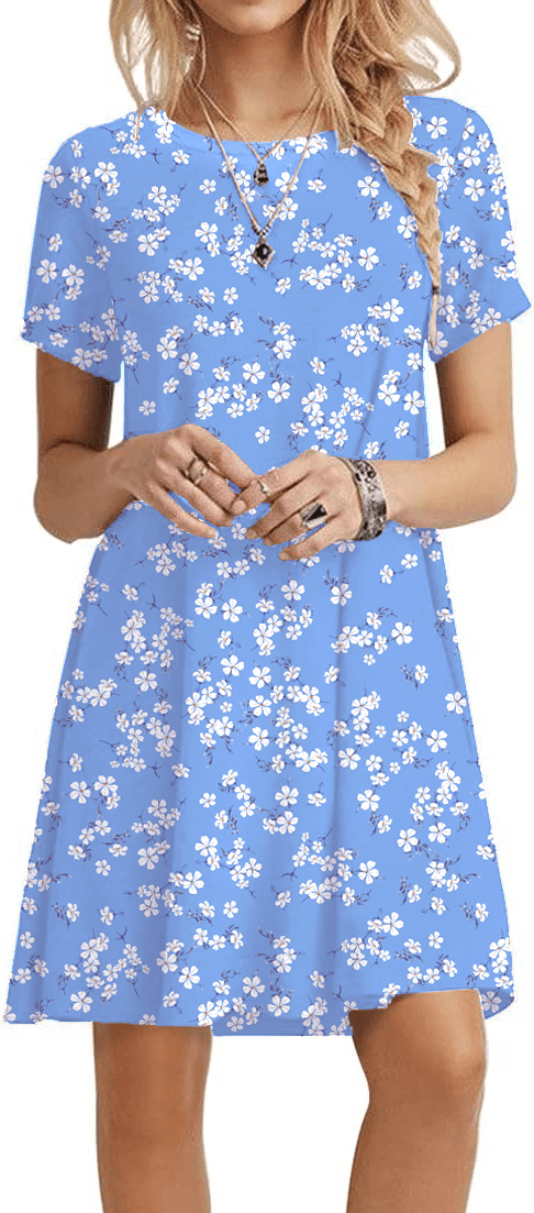 ppyoung Women's Summer Casual T-shirt Dress, Short Sleeve, Boho Beach ...