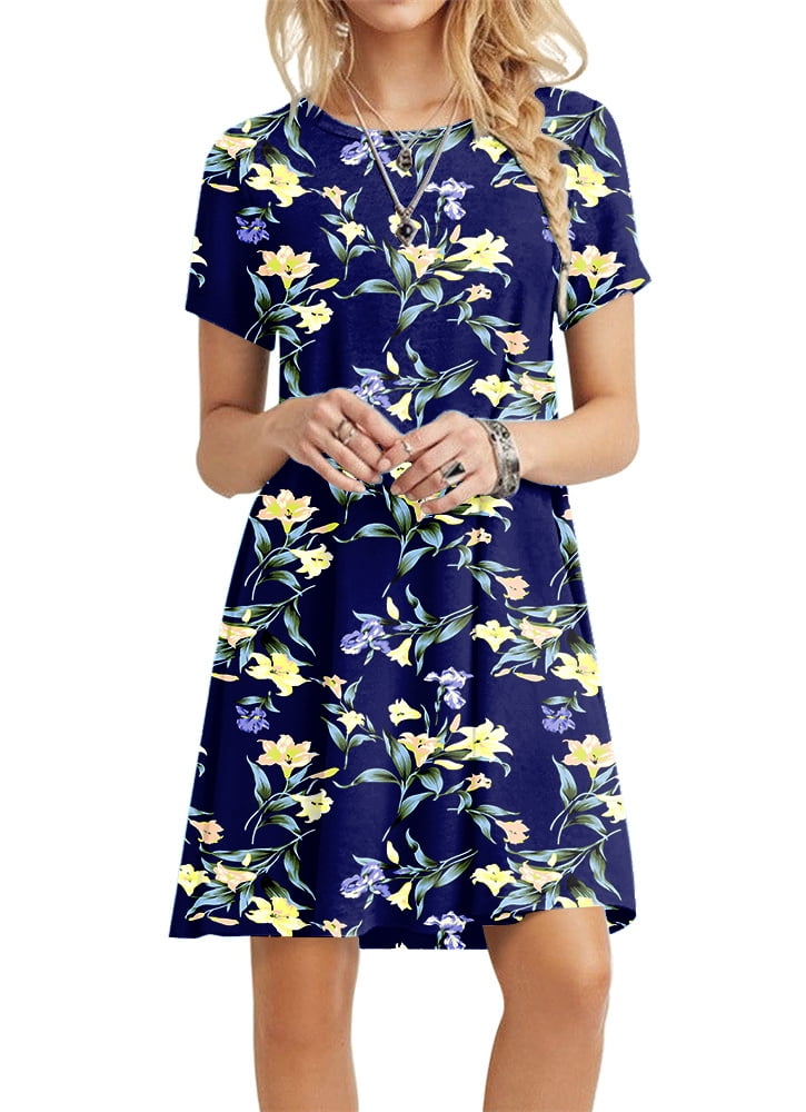 ppyoung Women's Summer T-shirt Dress, Short Sleeve, Boho Beach Style ...