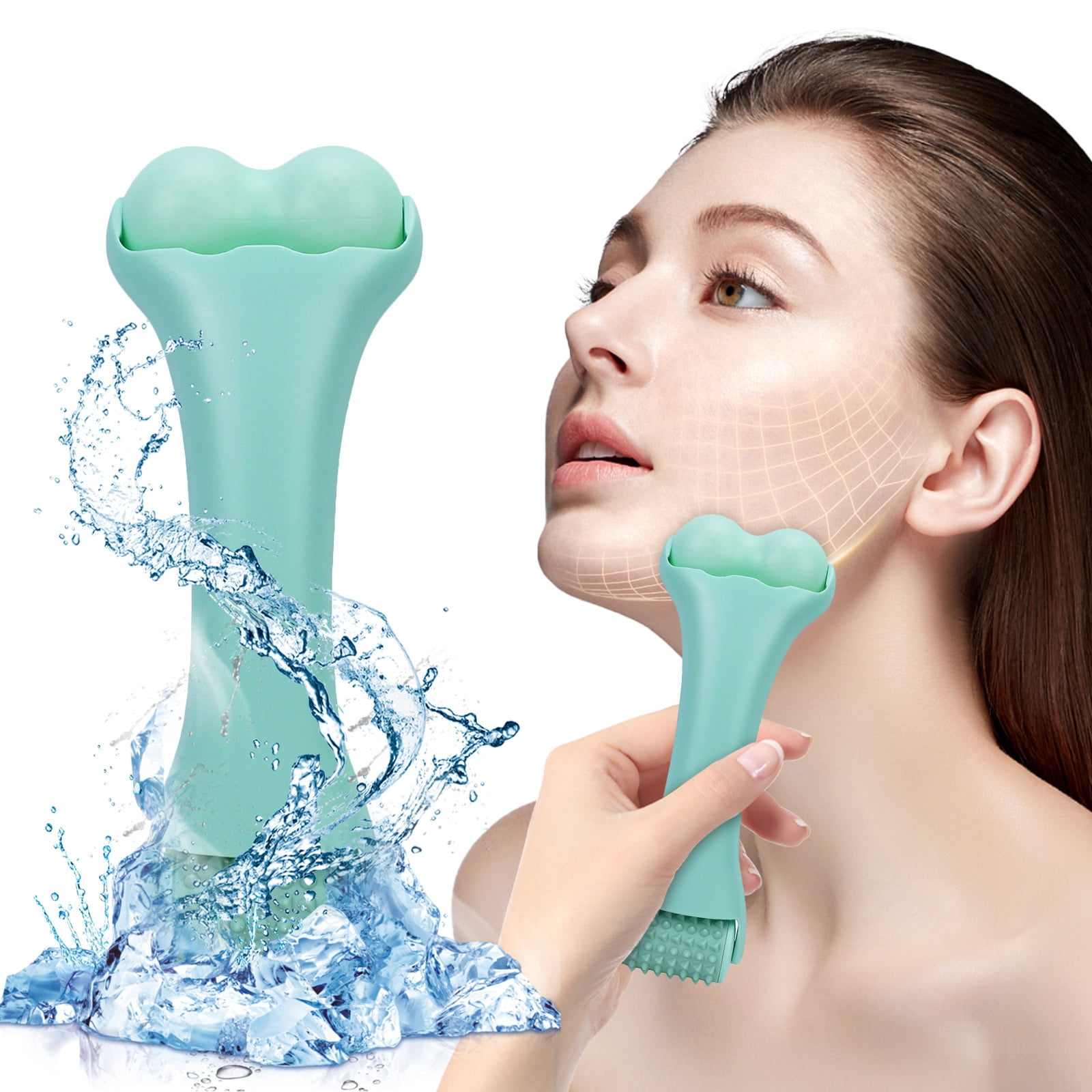 PPgejGEK 2-in-1 Double-headed Facial Massage Roller Facial Beauty ...