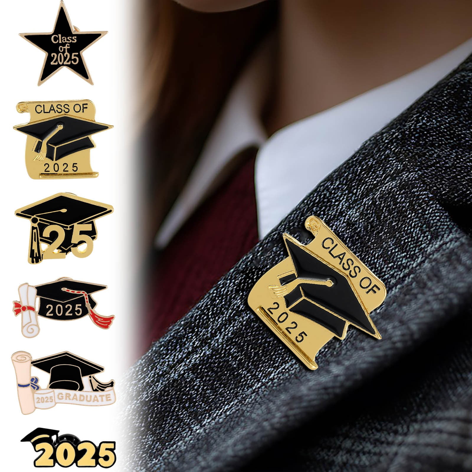 PPgejGEK 2025 Graduation Season Badges Bachelor's Hats, Metal Baked ...